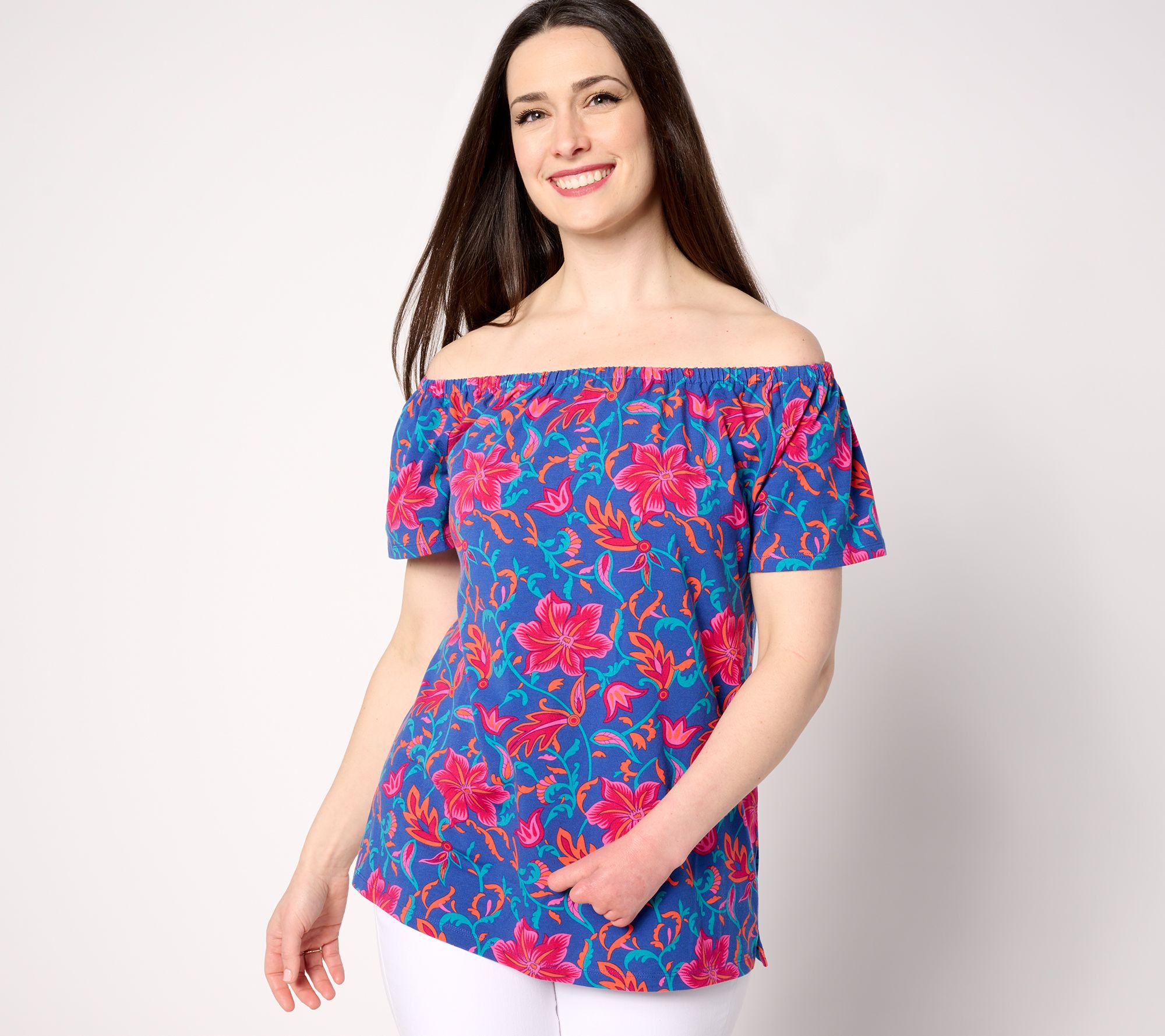 "As Is" Denim & Co. Favorite Jersey Off Shoulder Top - QVC.com