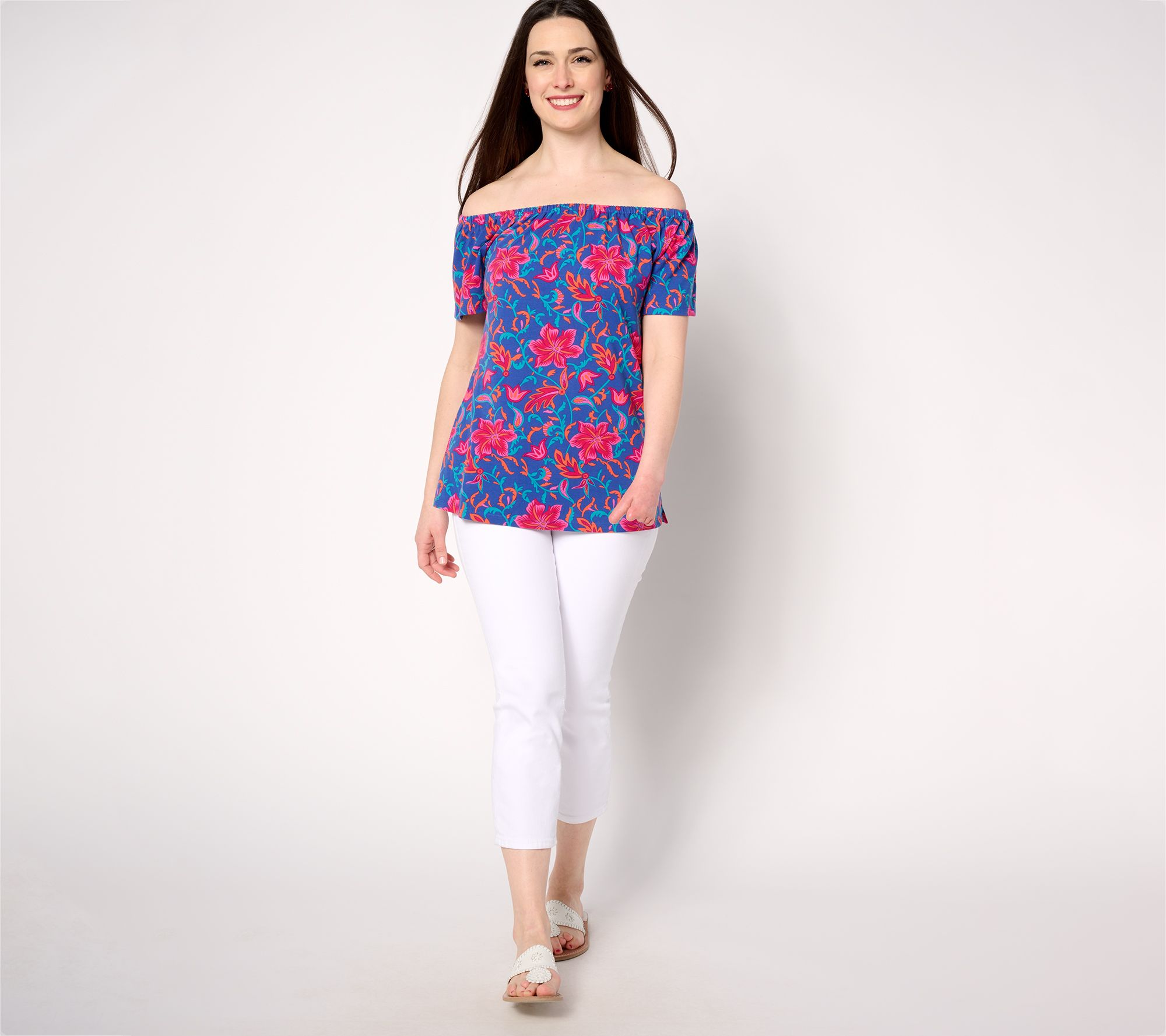 "As Is" Denim & Co. Favorite Jersey Off Shoulder Top - QVC.com