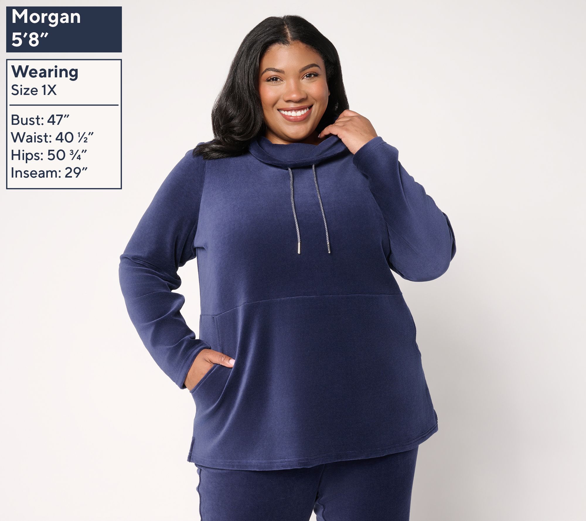 Denim & Co. Active Velour Cowl Neck Pullover Top - QVC.com