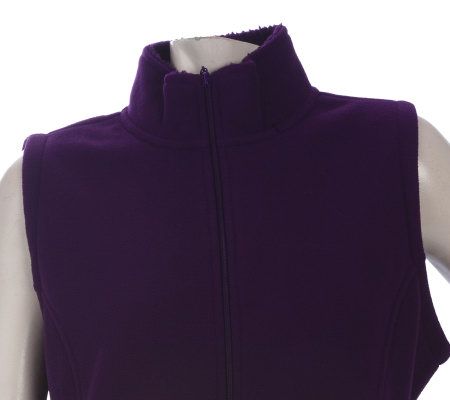 Sport Savvy Fleece Zip Front Vest with Faux Fur Trim - QVC.com