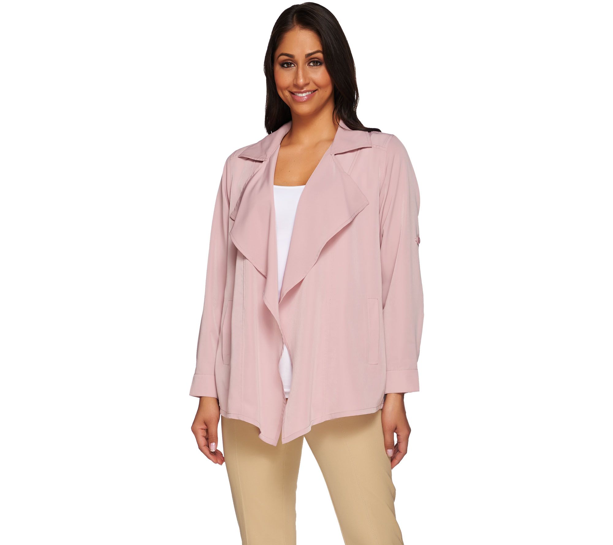 "As Is" Joan Rivers Silky Drape Front Jacket - QVC.com