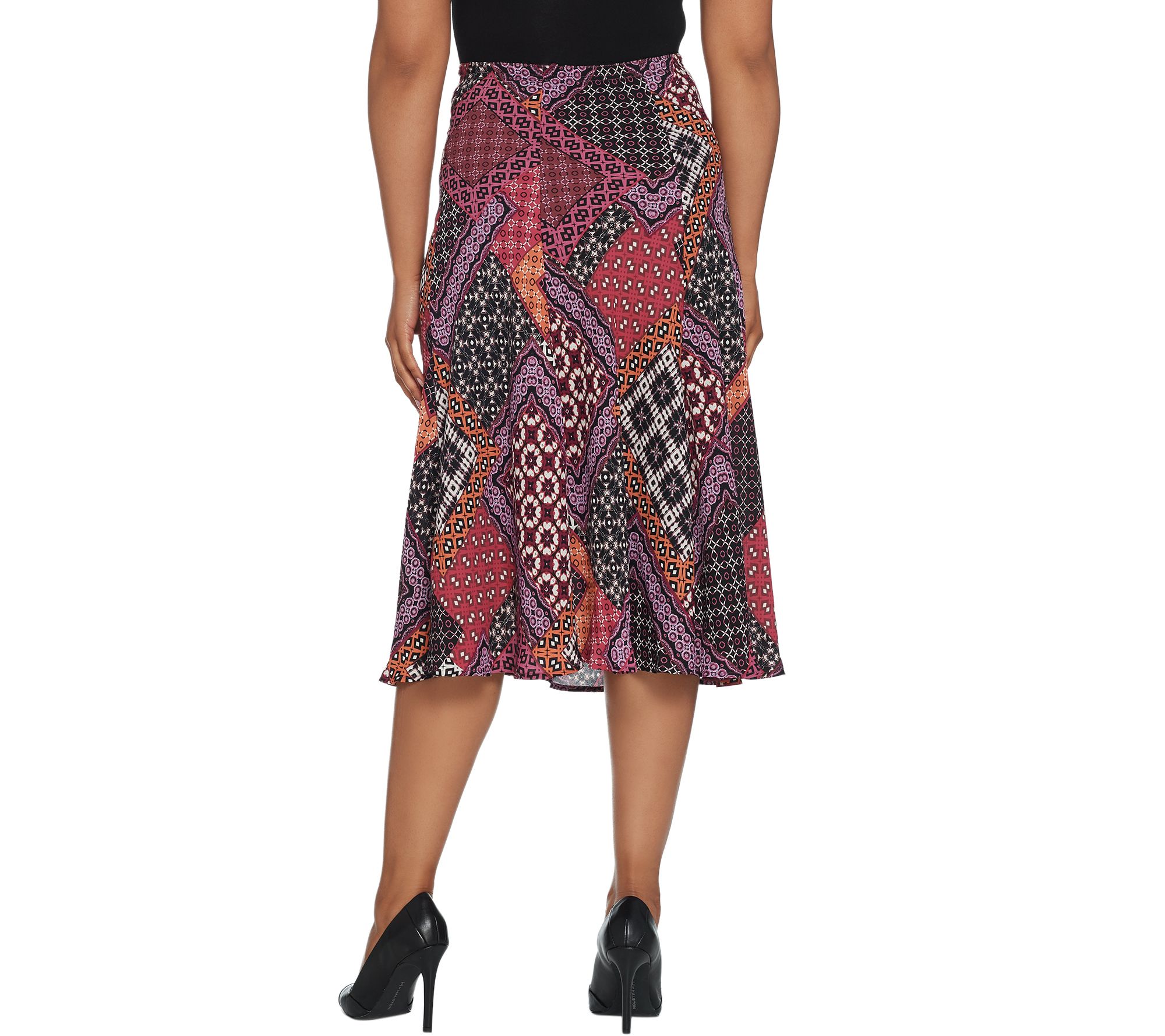 "As Is" Bob Mackie Patchwork Print Pull-On Woven Skirt - QVC.com