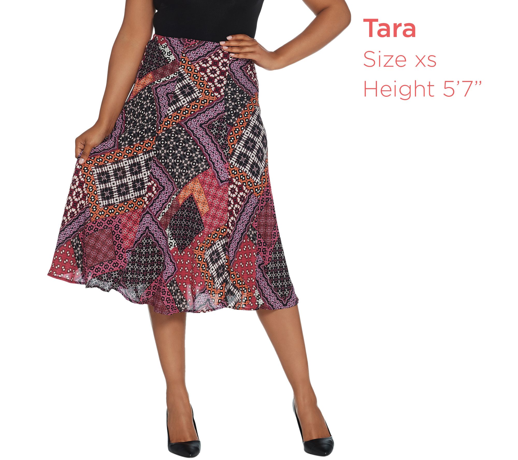 "As Is" Bob Mackie Patchwork Print Pull-On Woven Skirt - QVC.com