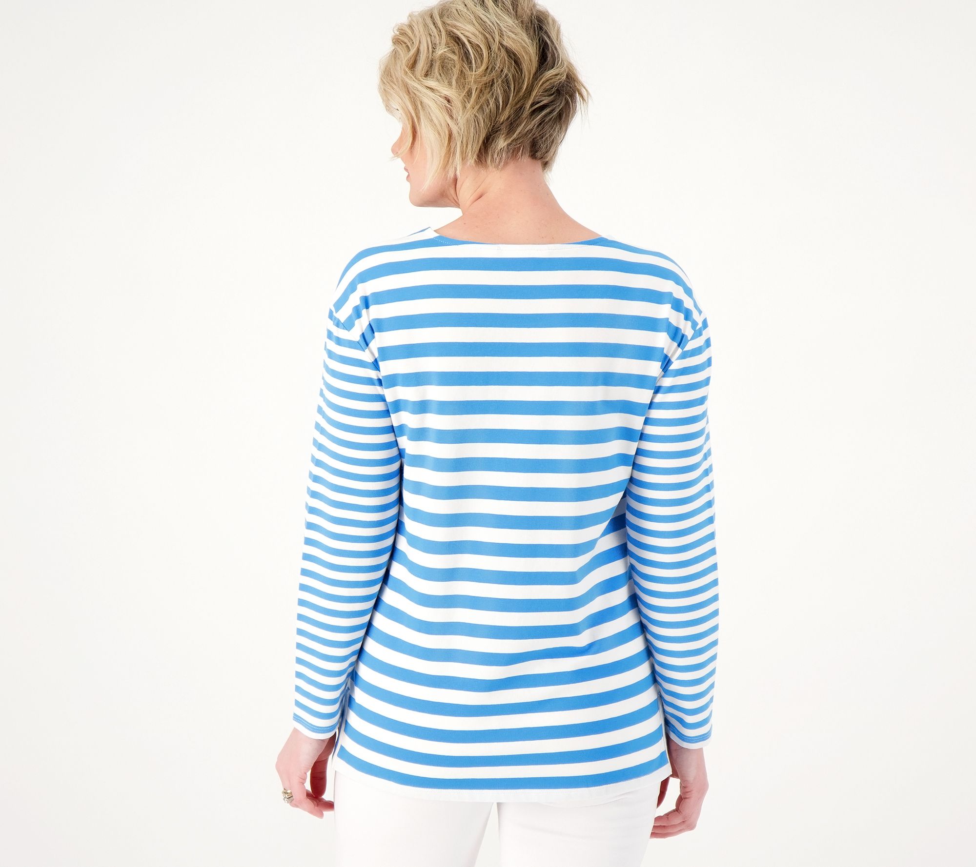 Belle by Kim Gravel TripleLuxe Knit Drop Shoulder Striped Top - QVC.com