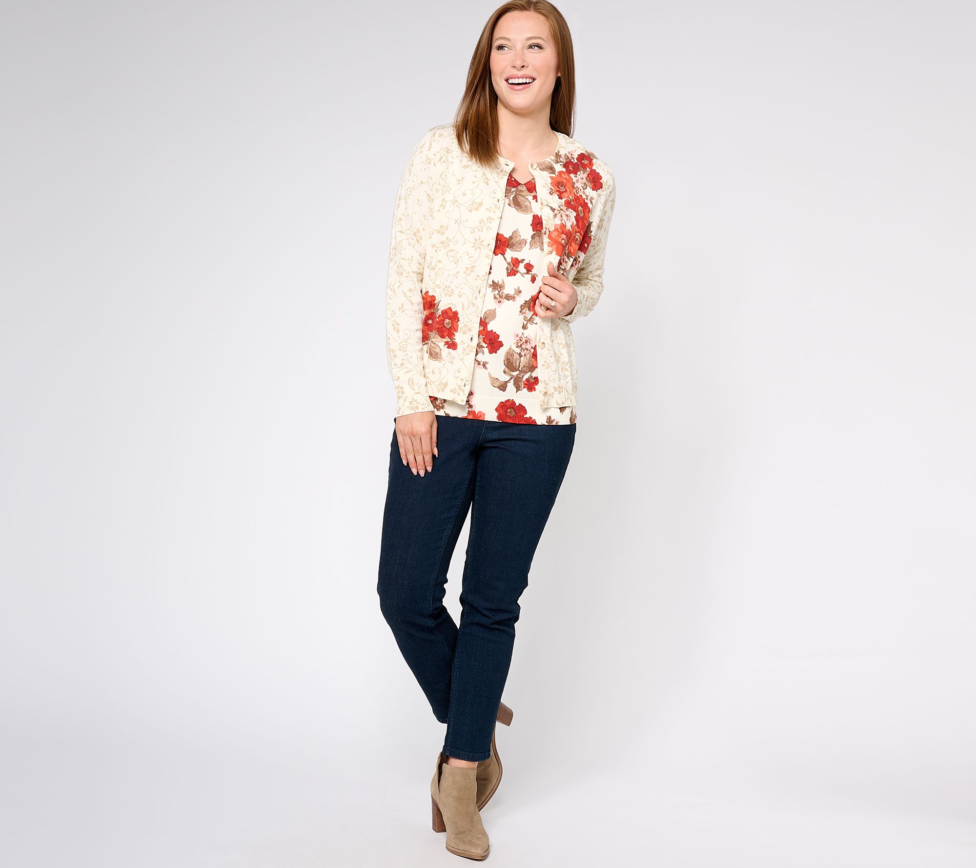 Isaac Mizrahi Live! Corsage Floral Printed Cardigan - QVC.com