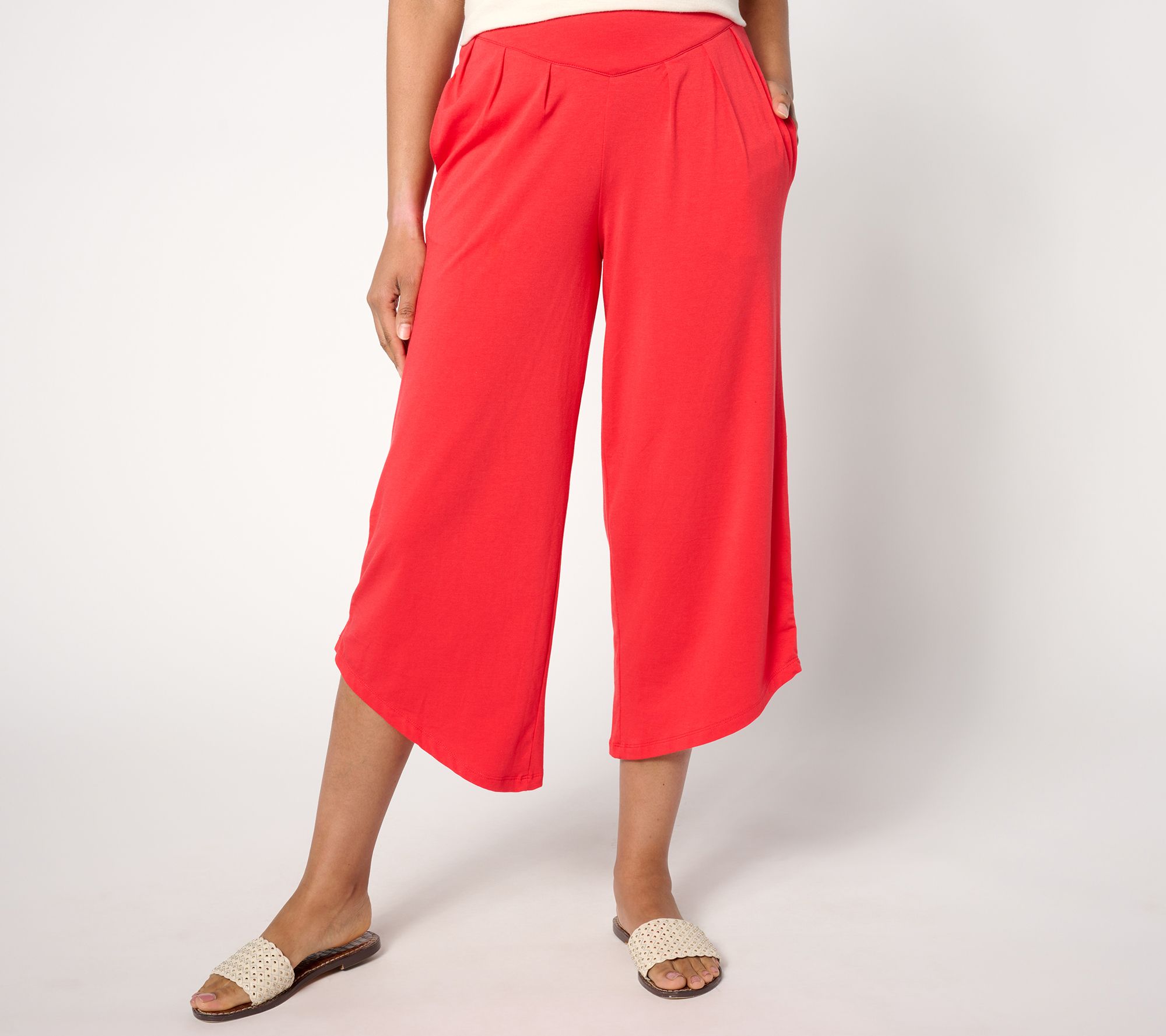 AnyBody Lounge Cozy Knit Pleated Wide Leg Pant - QVC.com