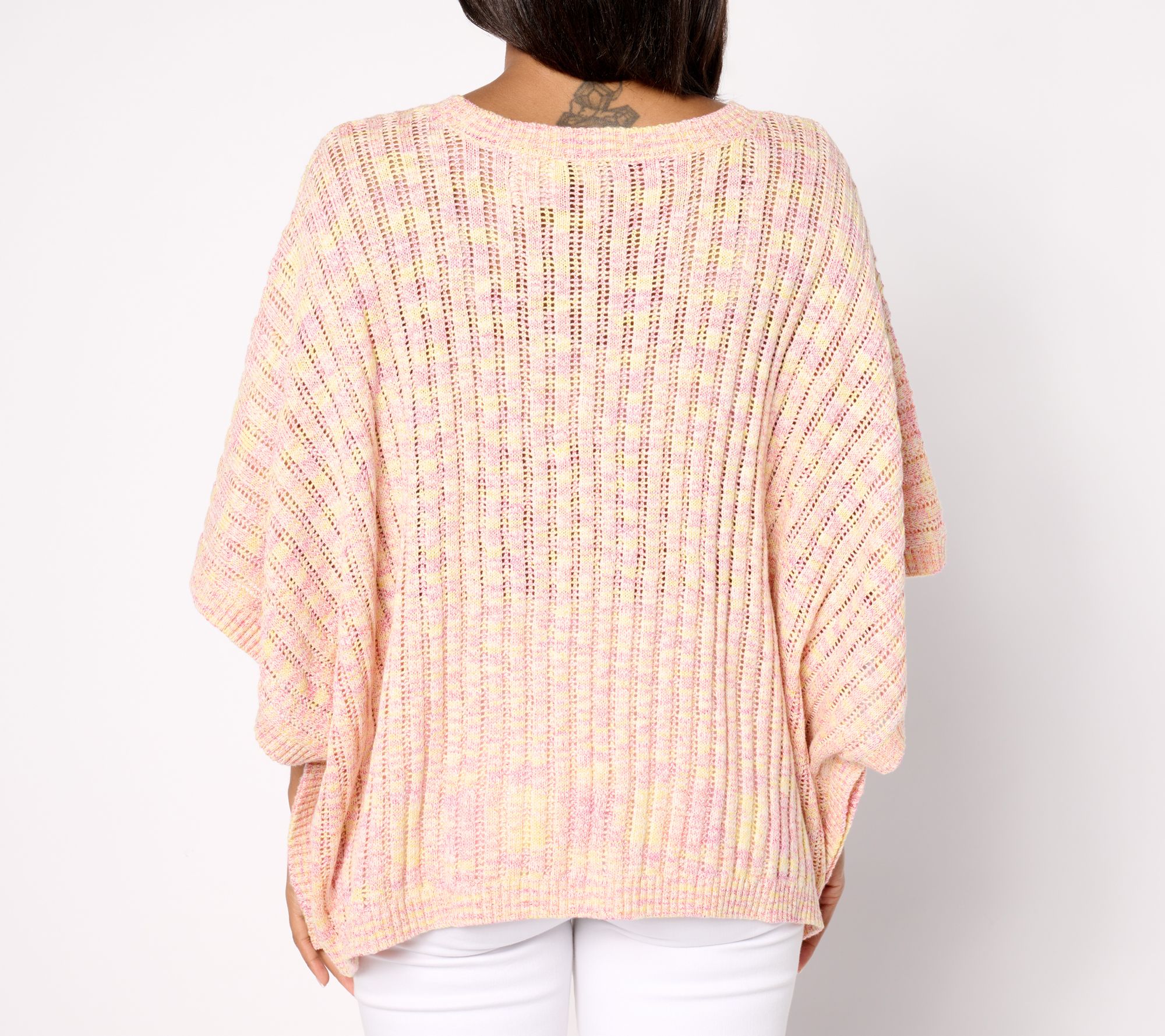 "As Is" LOGO by Lori Goldstein Beach to Street Open Stitch Poncho - QVC.com