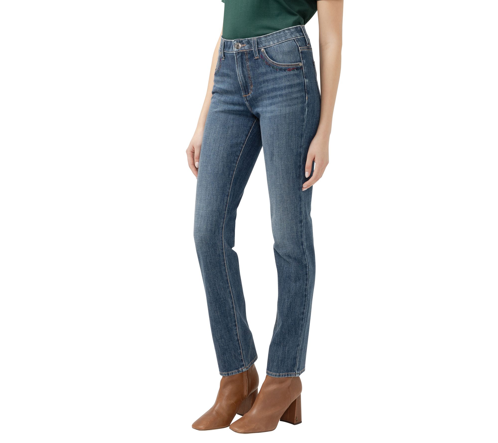JAG Women's Ruby Mid Rise Straight Leg Jardin Blue Jeans - QVC.com