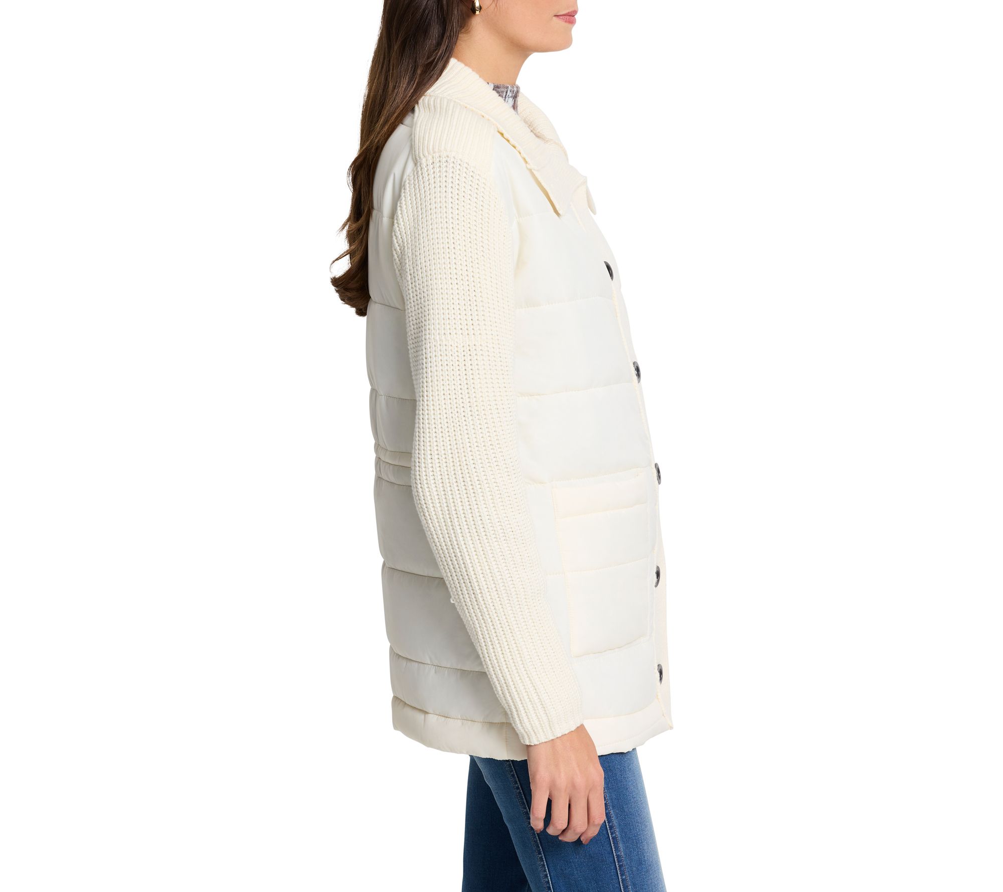 NIC+ZOE Mix Media Quilted Puffer Jacket - QVC.com