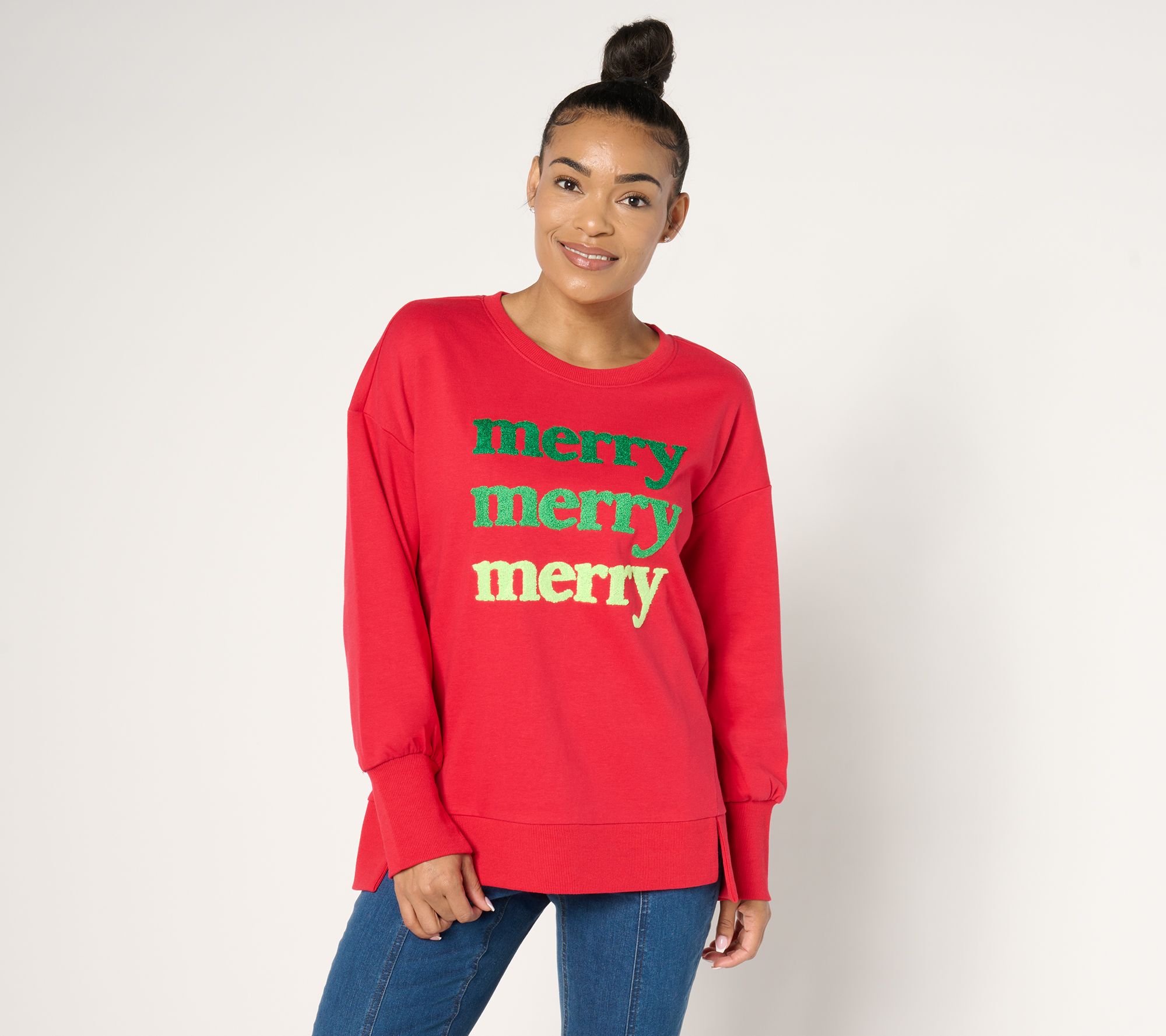 "As Is" Jingle Belles by Kim Gravel Merry Merry Merry Sweatshirt - QVC.com