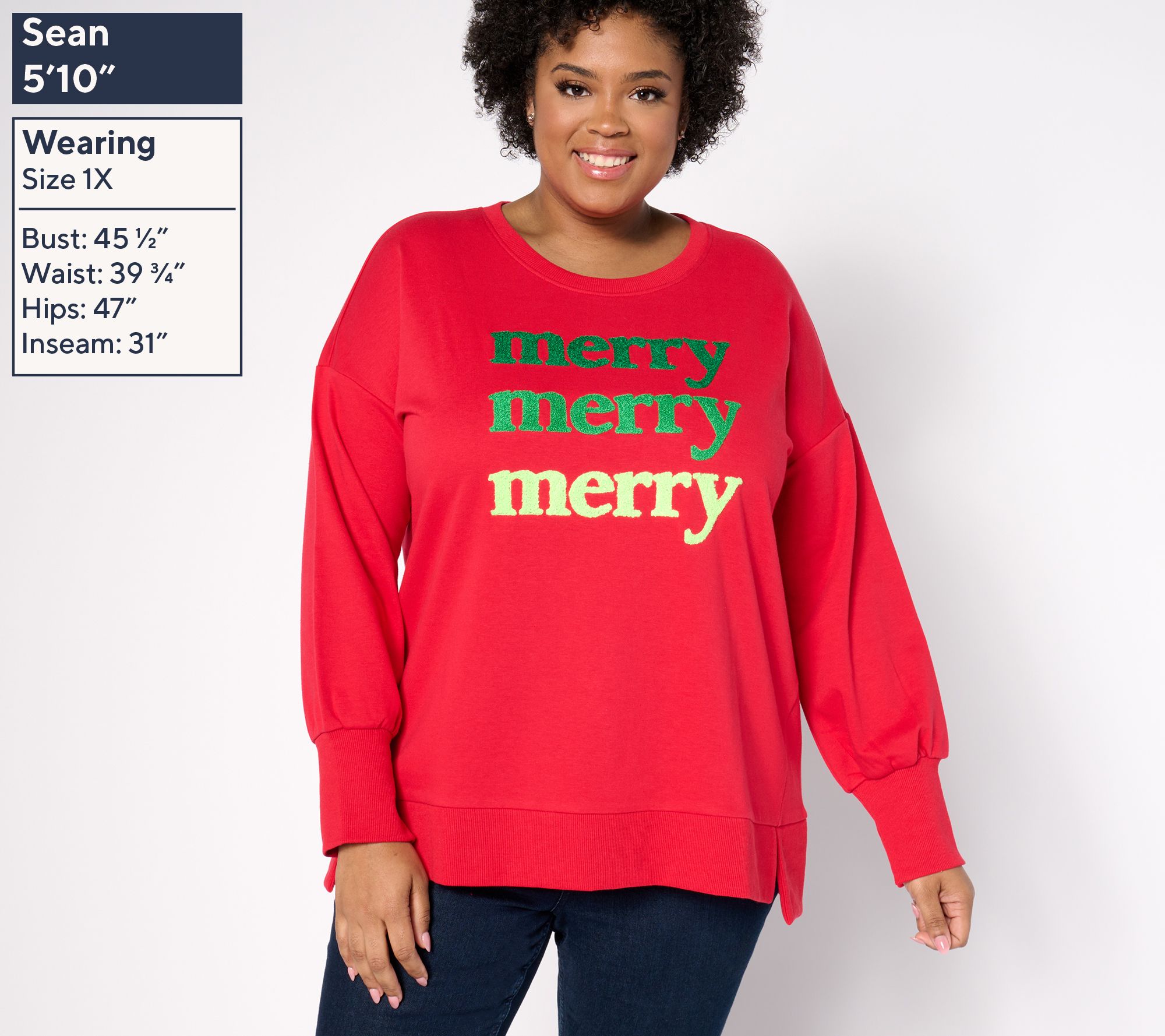 "As Is" Jingle Belles by Kim Gravel Merry Merry Merry Sweatshirt - QVC.com