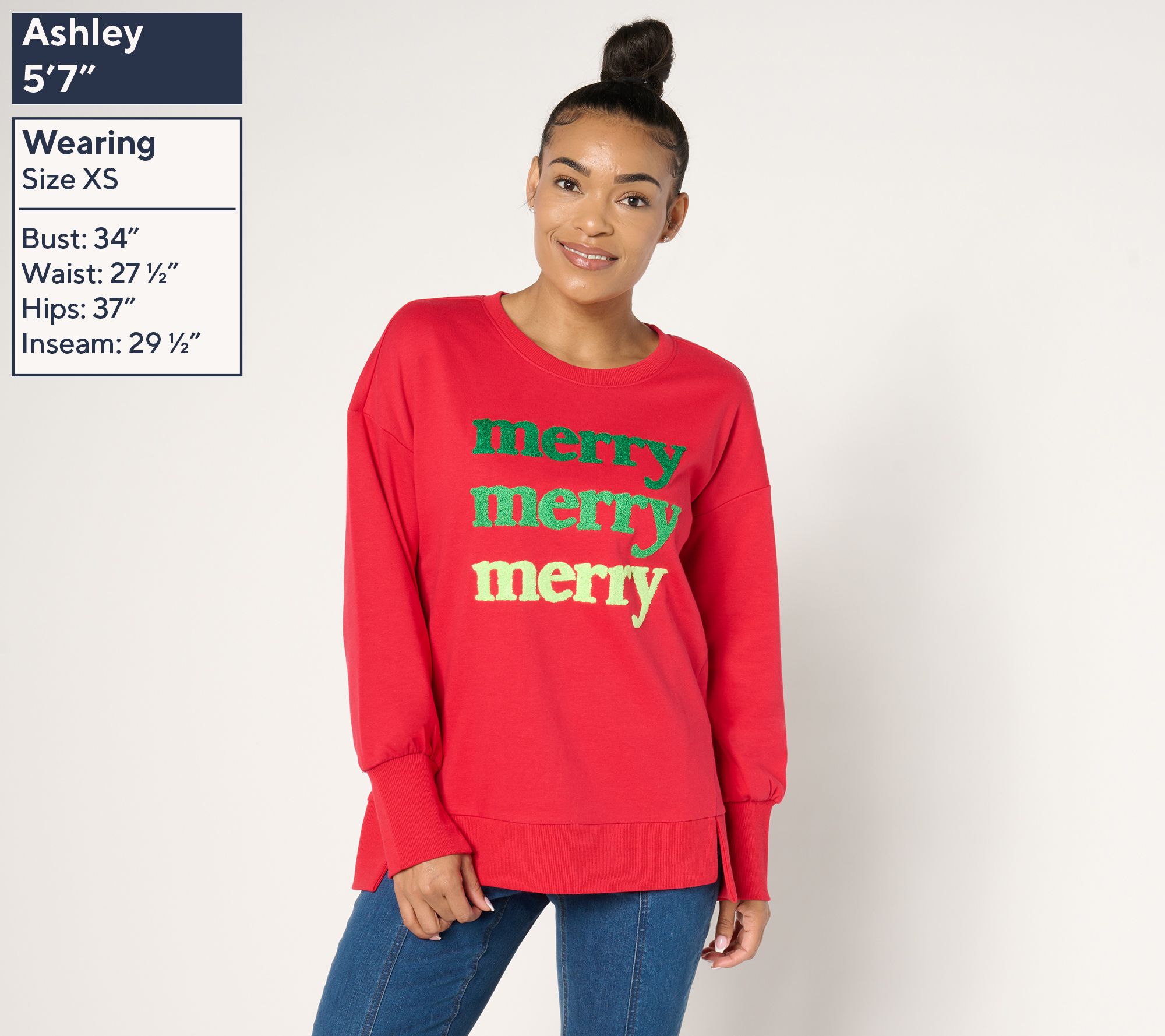 "As Is" Jingle Belles by Kim Gravel Merry Merry Merry Sweatshirt - QVC.com