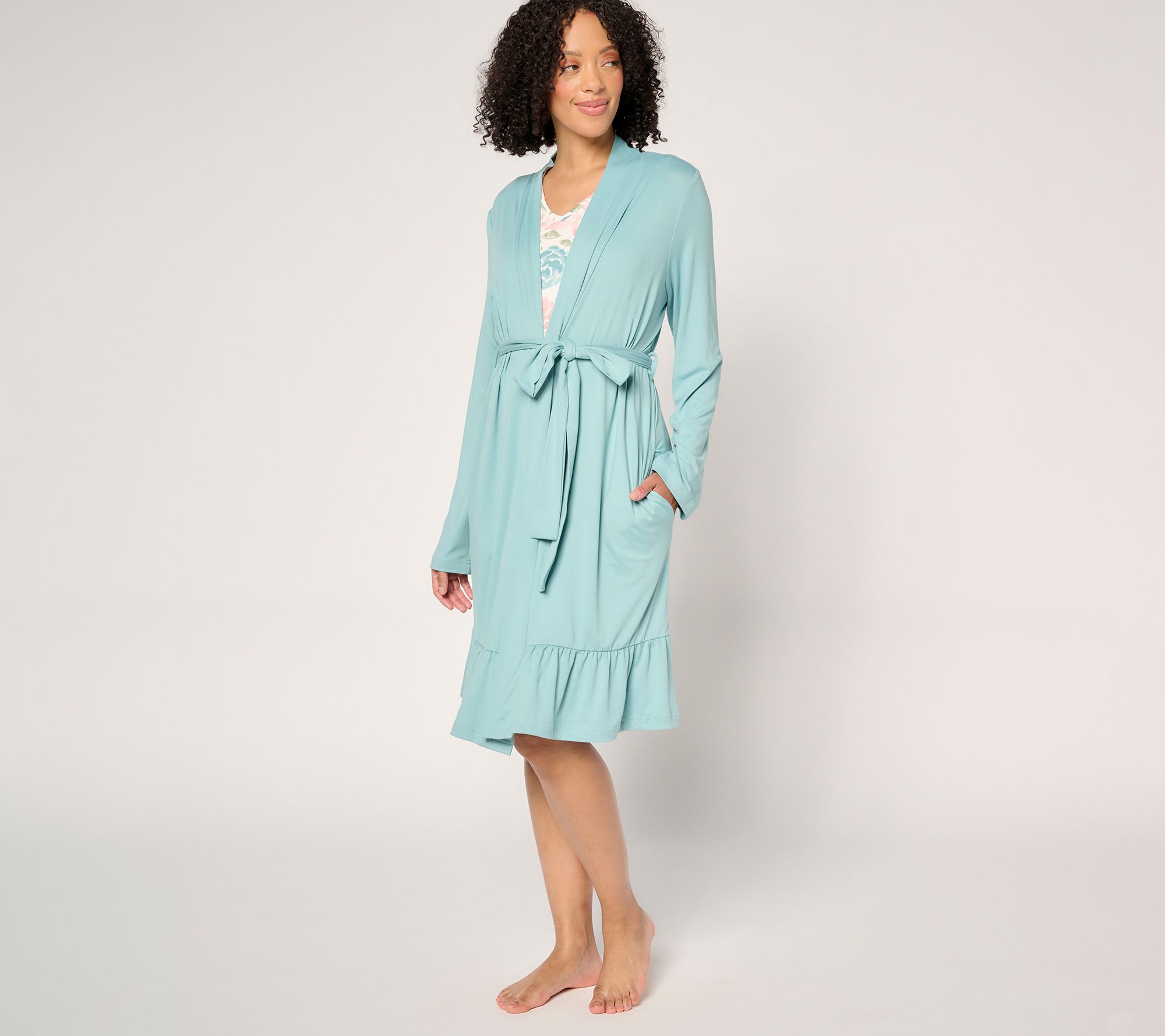 "As Is" Berkshire Homewear Silky Smooth Chemise & Robe Set - QVC.com