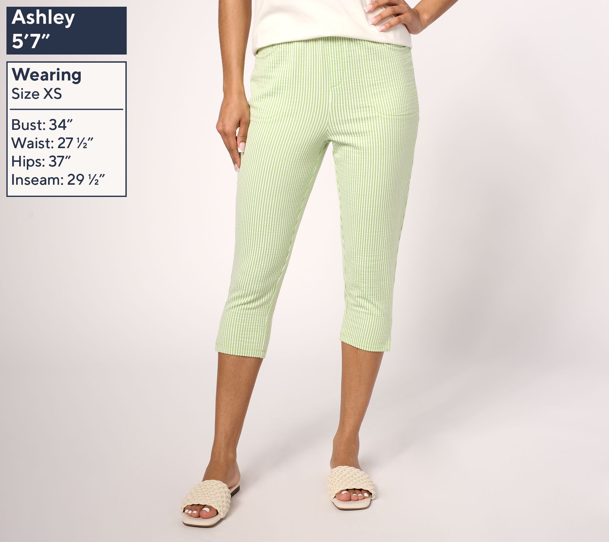 "As Is" Quacker Factory Knit Seersucker 19" Capri Pant - QVC.com