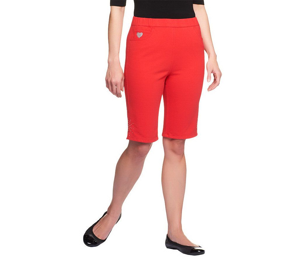 "As Is" Quacker Factory DreamJeannes Shorts with RhinestoneSpray - QVC.com