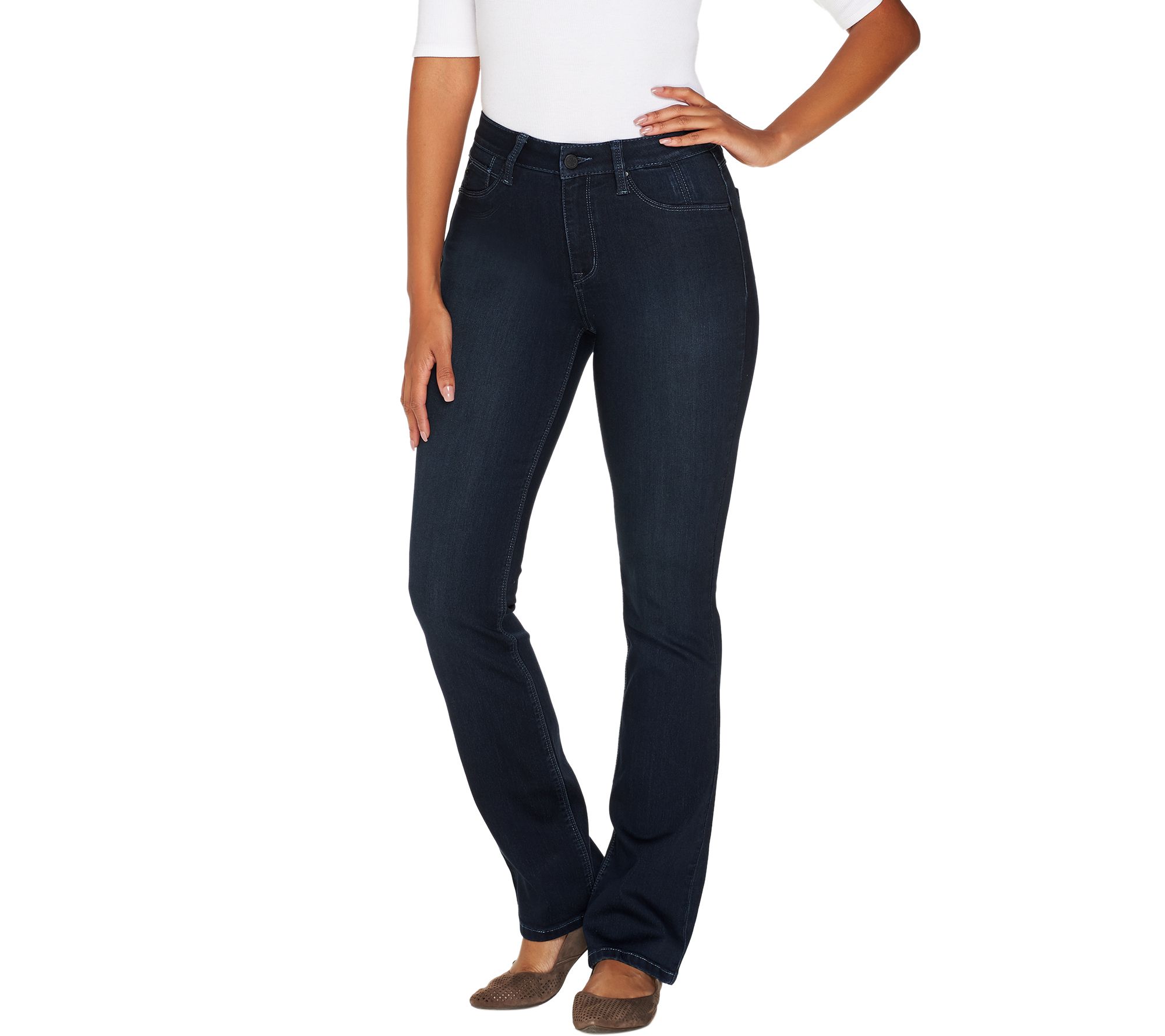 "As Is" Laurie Felt Regular Silky Denim Baby Bell Jeans with Fly - QVC.com