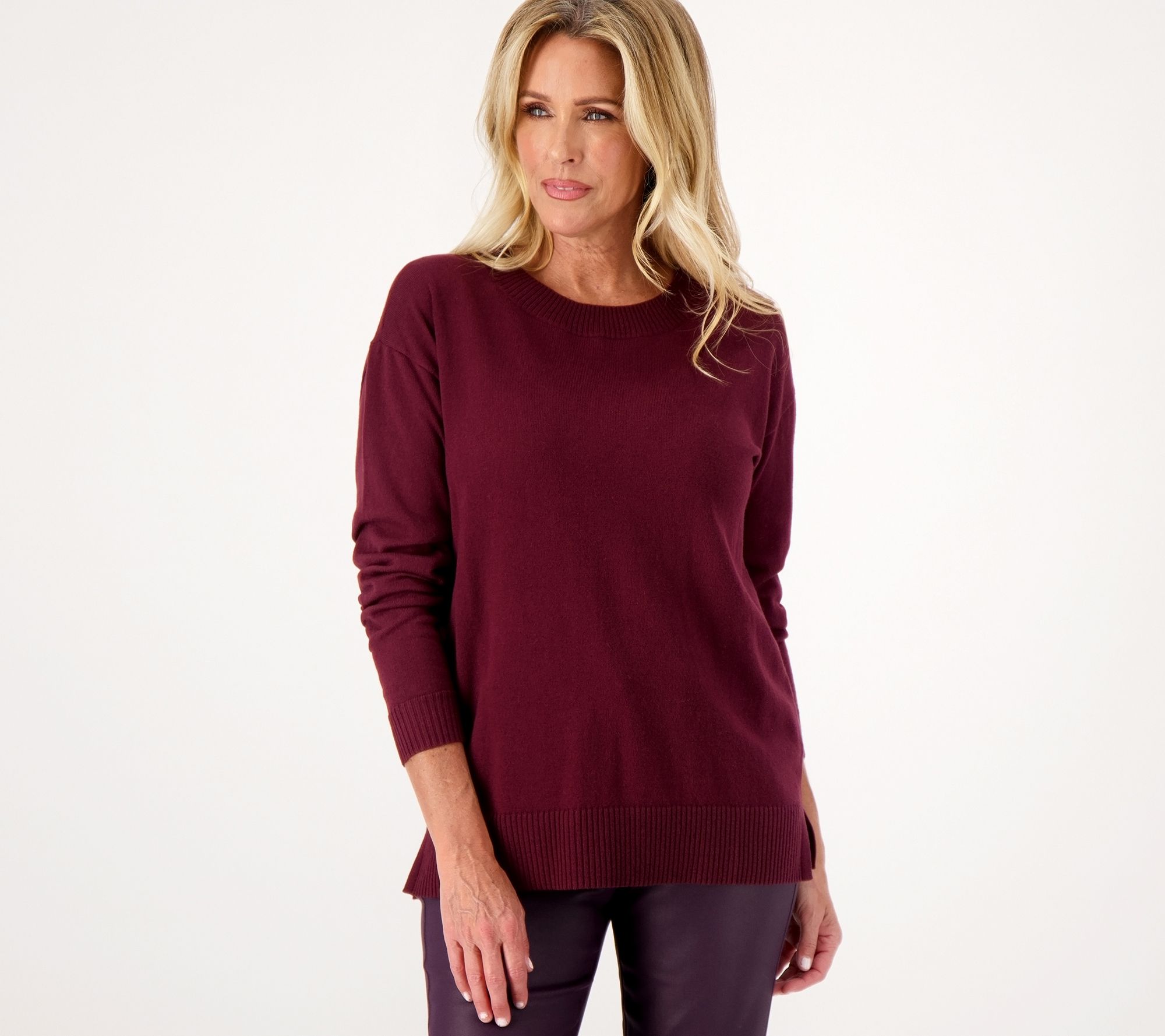 "As Is" Denim & Co. Crew Neck Long Sleeve Pullover Sweater - QVC.com