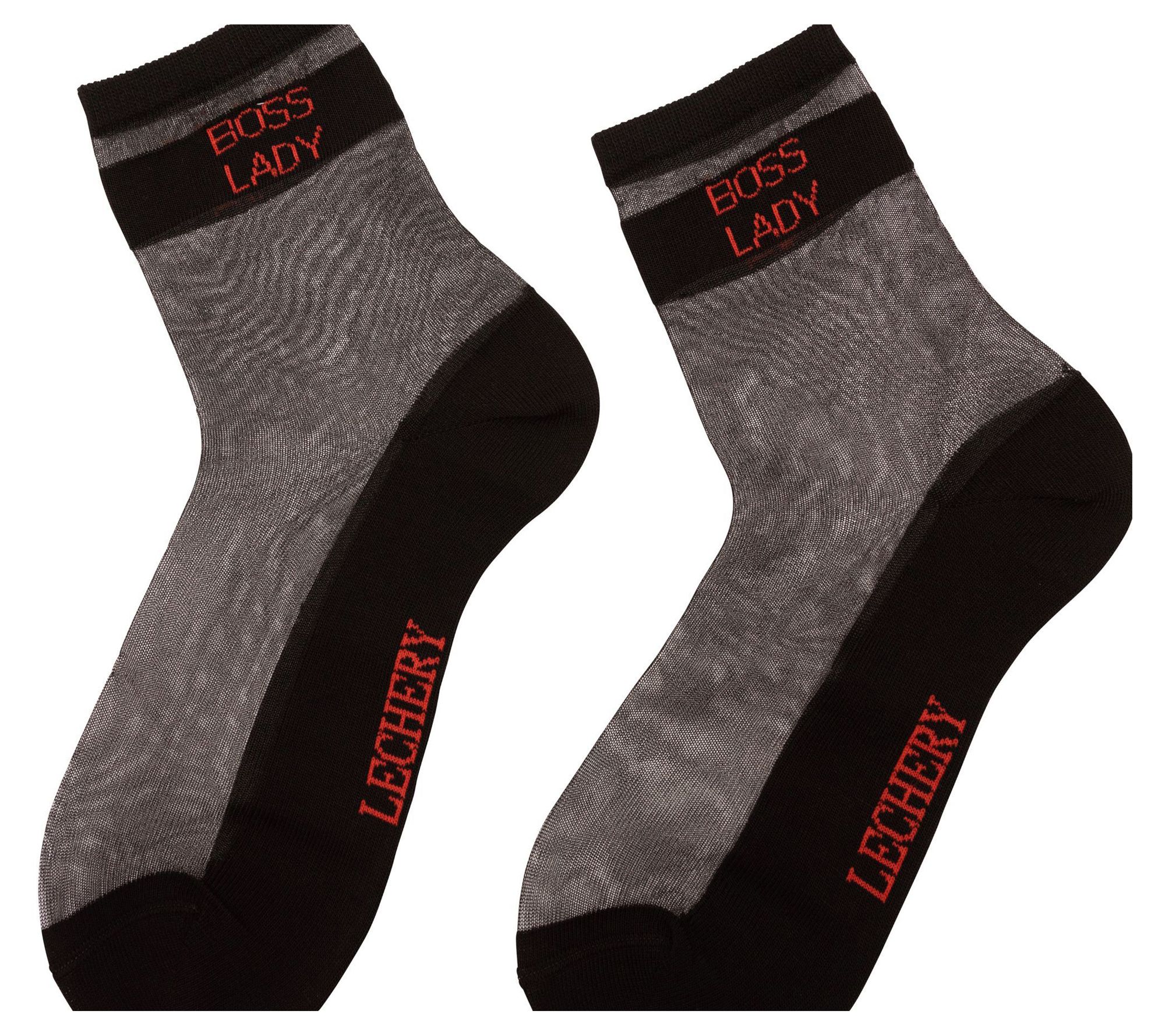 LECHERY 'Fearless' & 'Boss Lady' Sheer Crew Socks 2-Pairs - QVC.com