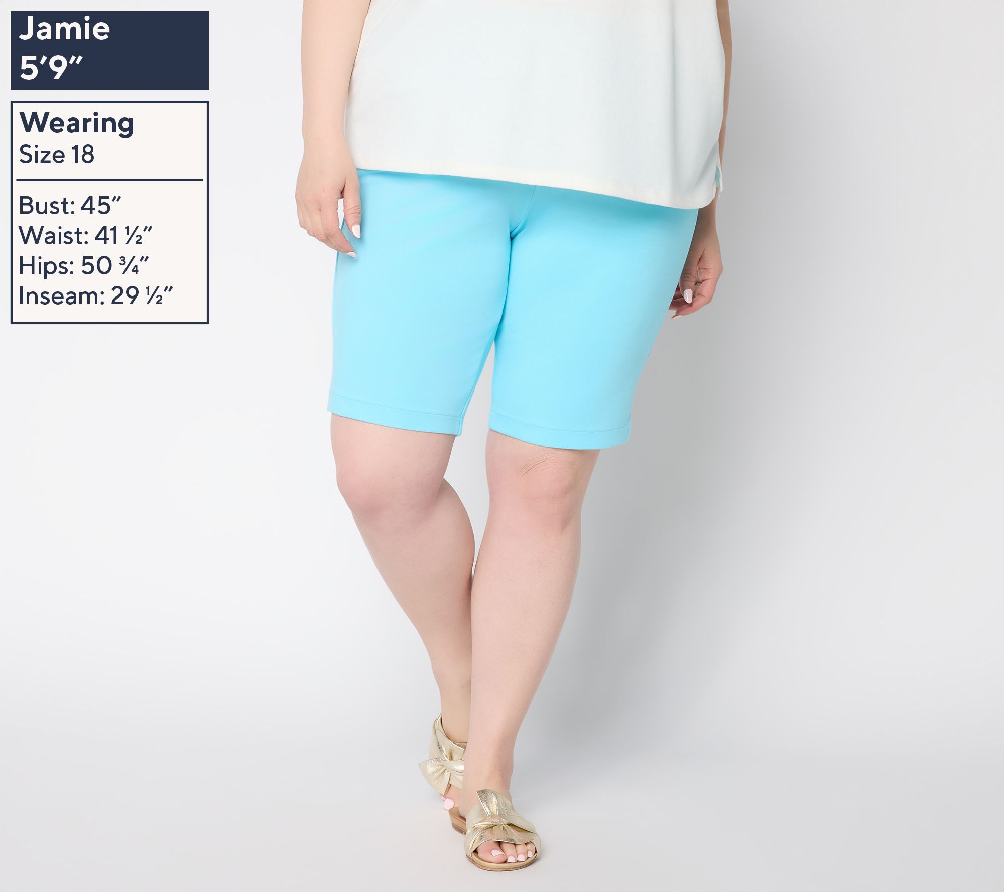 Belle by Kim Gravel Petite Ponte Hollywood Waist Bermuda Short - QVC.com