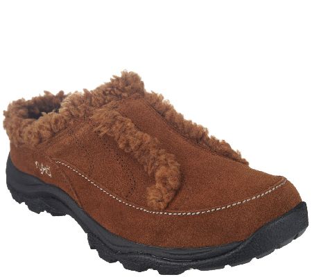 Ryka Faux Shearling Lined Suede Clogs - Torrey - QVC.com
