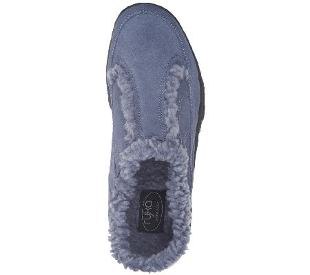 Ryka Faux Shearling Lined Suede Clogs - Torrey - QVC.com