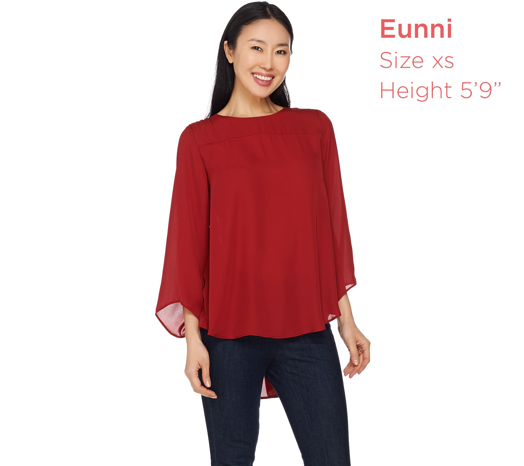 Lisa Rinna Collection 3/4 Sleeve Top with Back Pleat Detail - QVC.com