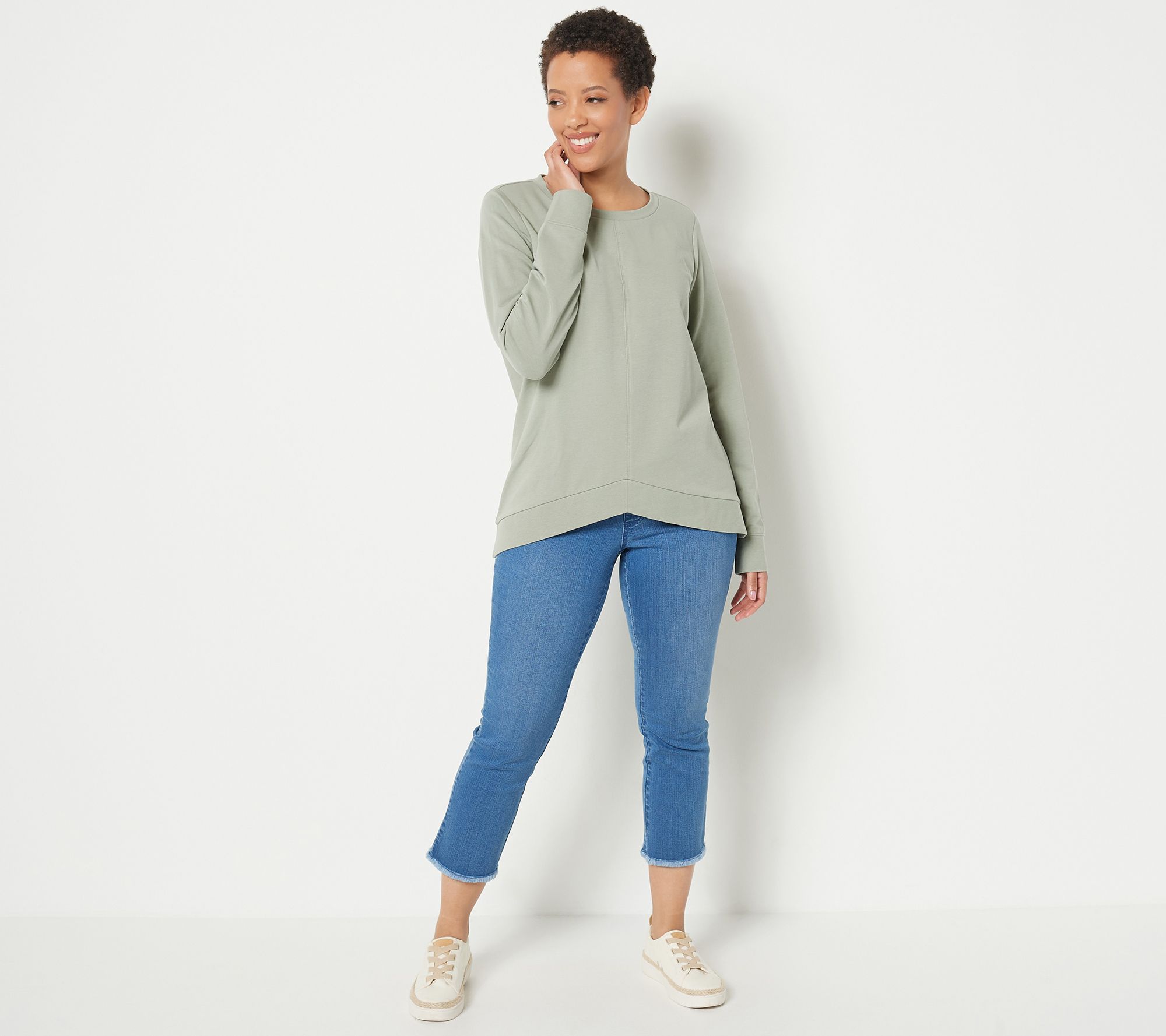 "As Is" Belle by Kim Gravel French Terry Top with Inverted Hem - QVC.com