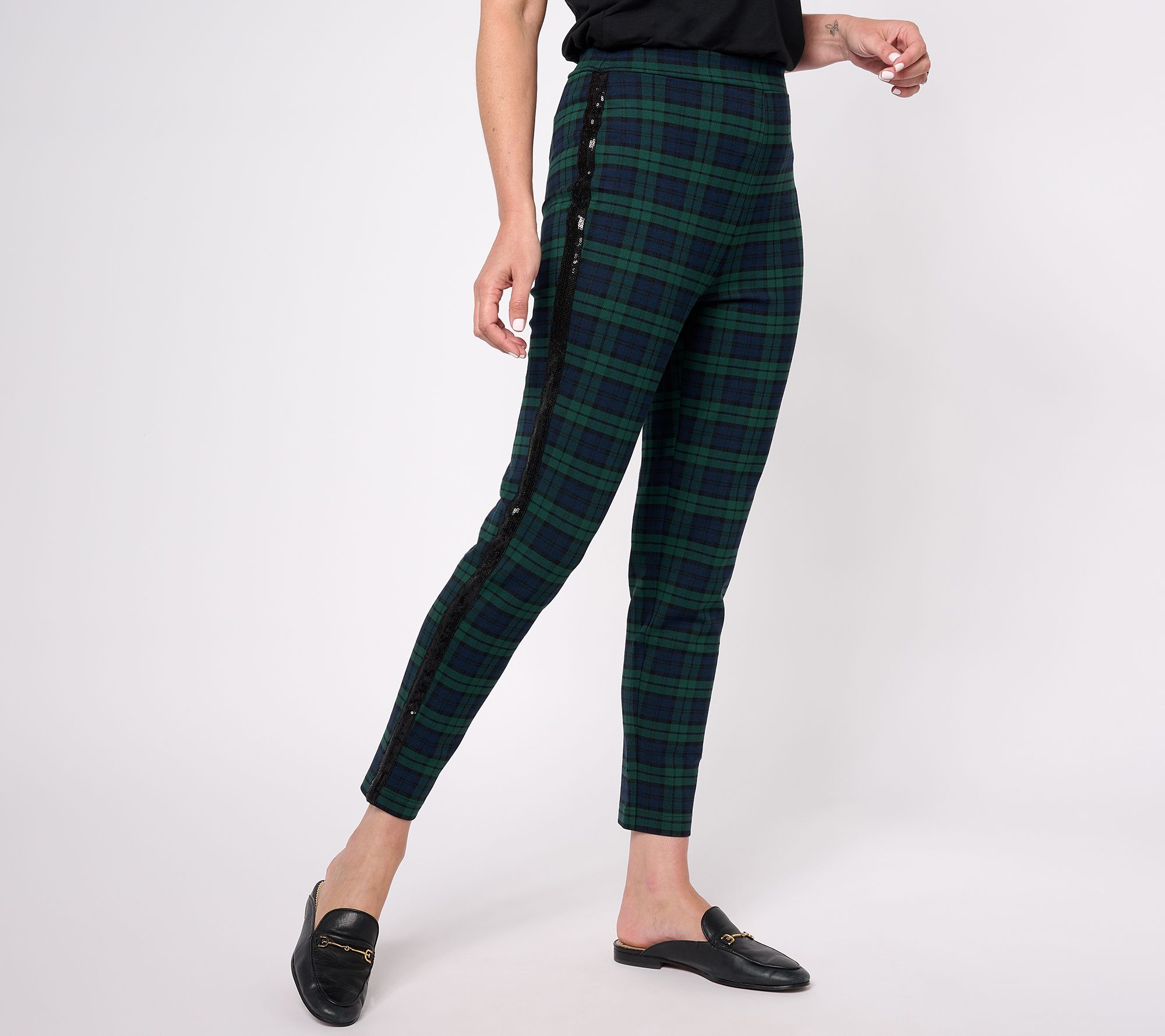 Joan Rivers Red Carpet Signature Knit Ankle Pant w/ Sequin Stripe - QVC.com