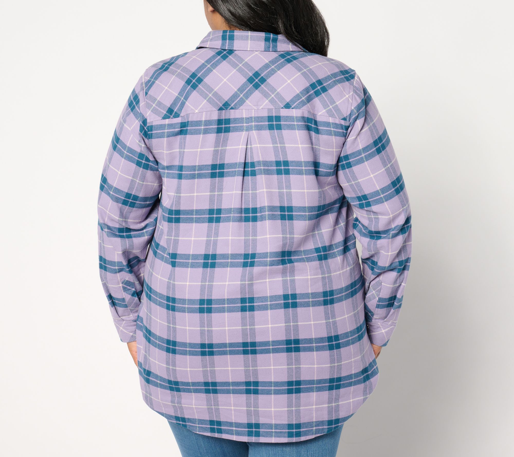Joan Rivers Regular Cotton Plaid Flannel Snap Front Shirt - QVC.com