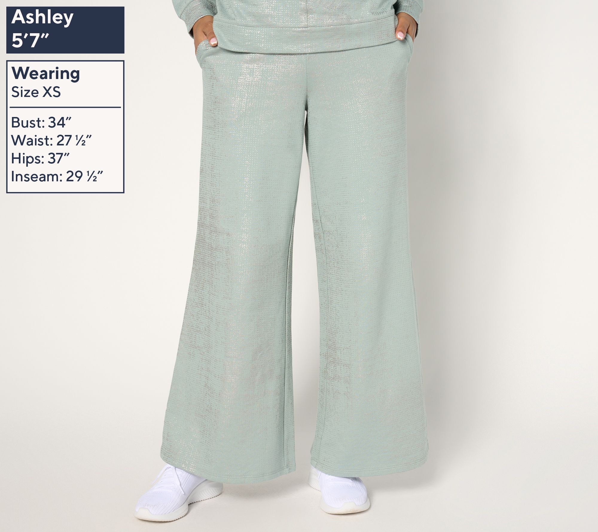 "As Is" Peace Love World Reg French Terry Pull On Monica Pant - QVC.com