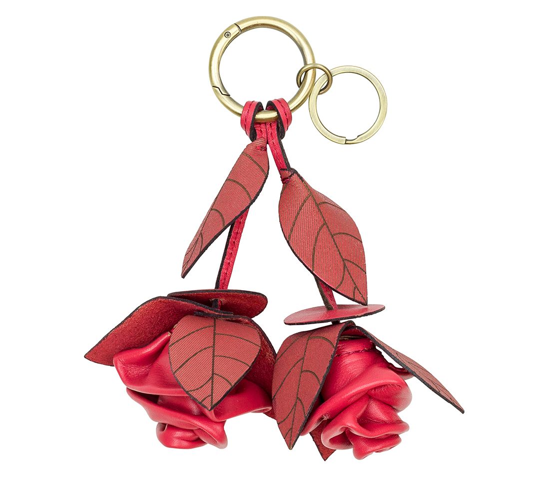 Patricia Nash Laced Rose Leather Key Ring Bag Charm - QVC.com