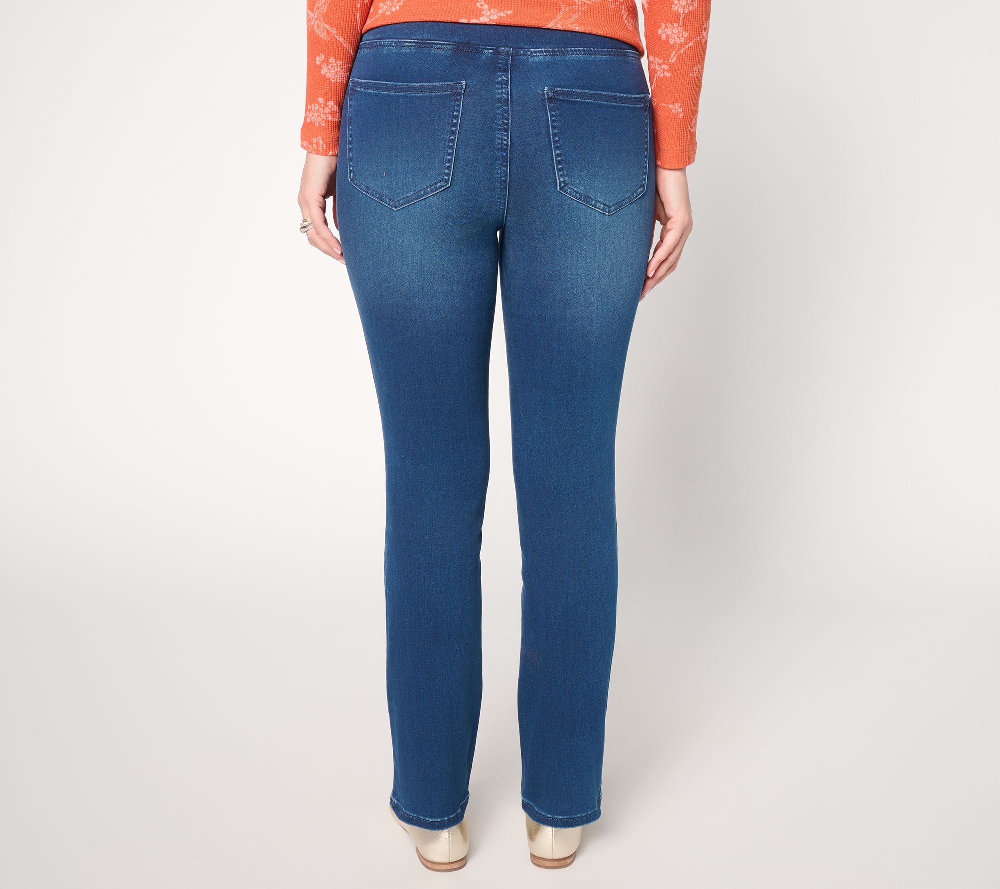 Jingle Belles by Kim Gravel Satin Weave Straight Leg Jean - QVC.com