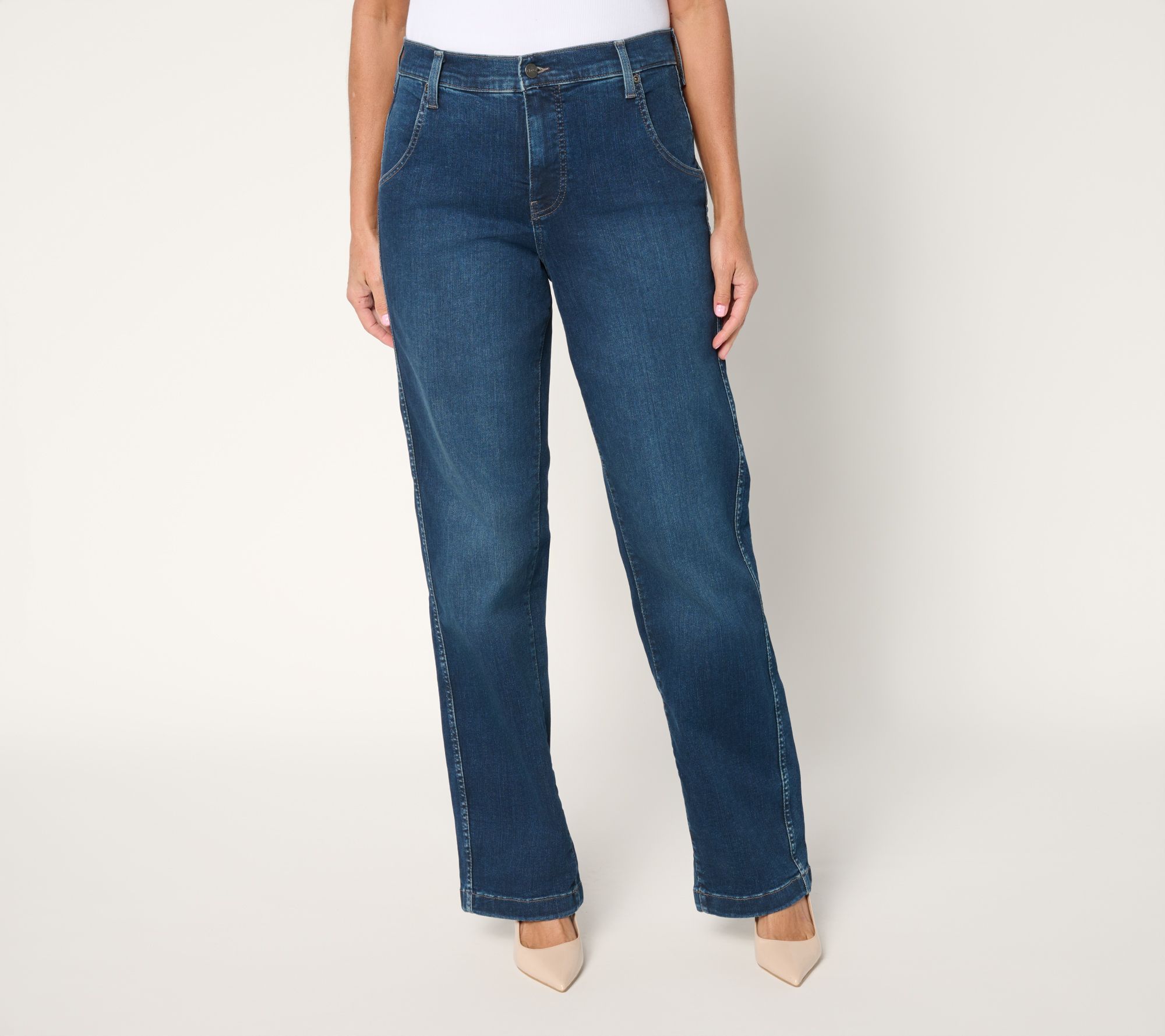 "As Is" NYDJ Brooke Loose Straight Full Length Jeans - QVC.com