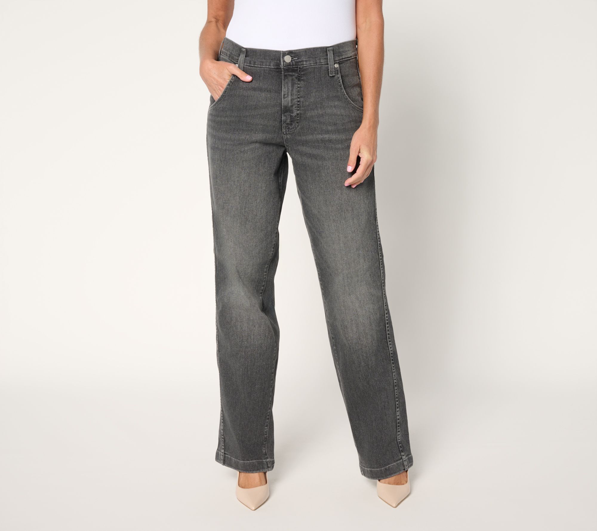 "As Is" NYDJ Brooke Loose Straight Full Length Jeans - QVC.com