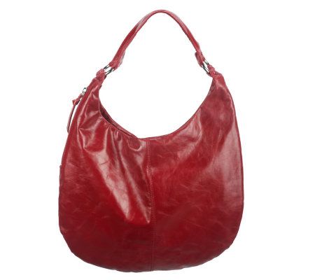 "As Is" Hobo Leather Gabor Hobo Bag with Side Zip Pocket Detail - QVC.com