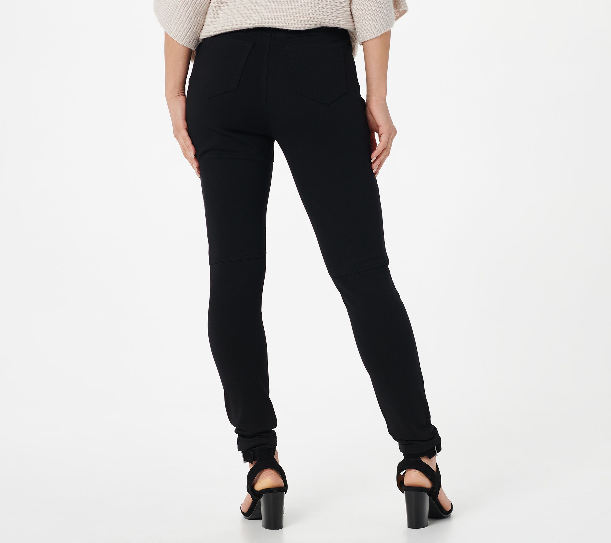 StyleList by Micaela Faux Leather Front Ponte Leggings - QVC.com