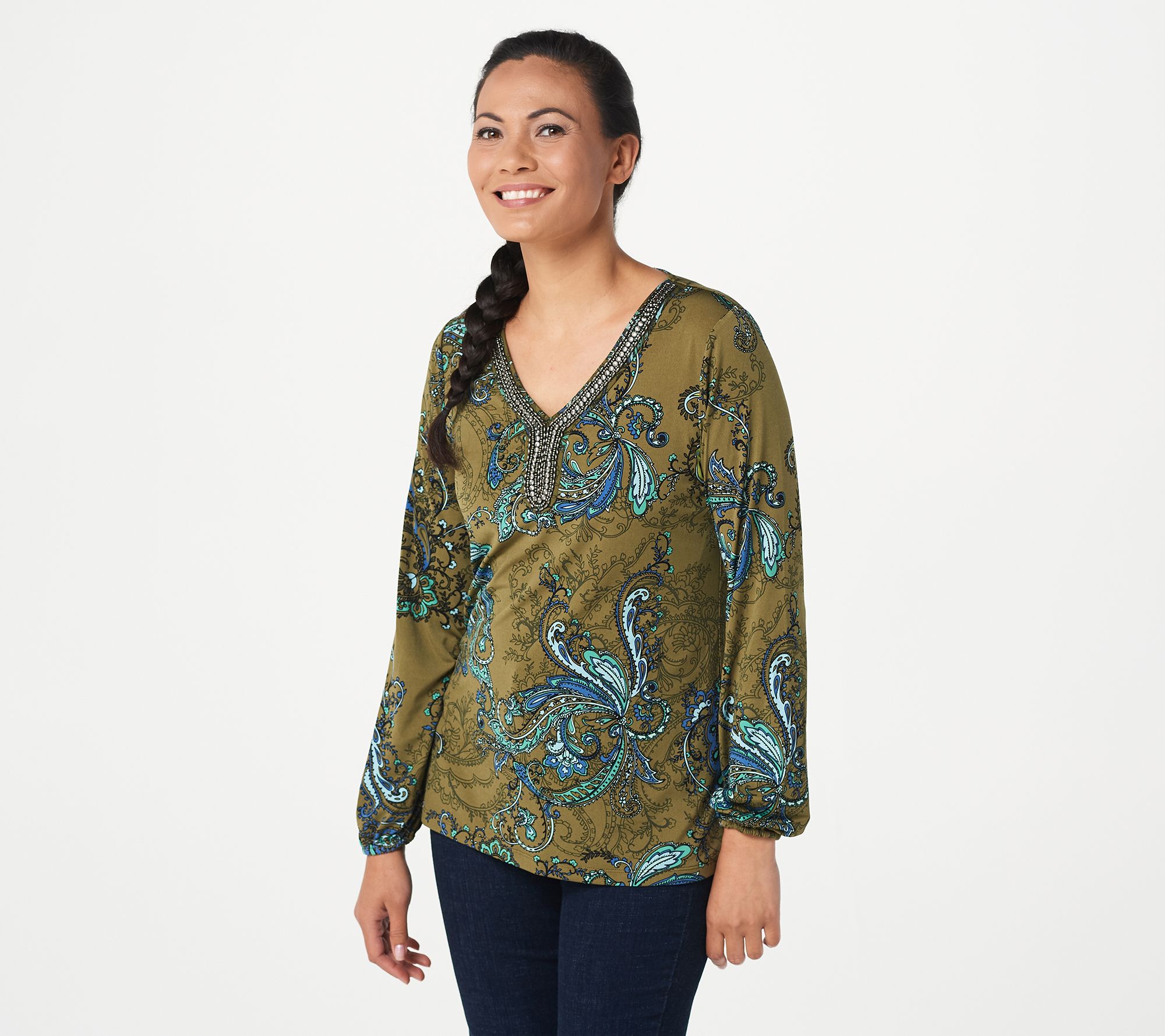 As Is Susan Graver Artisan Printed Liquid Knit Tunic