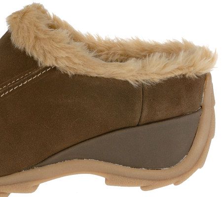 Sporto Suede Water Resistant Comfort Clogs w/Faux Fur Trim - QVC.com