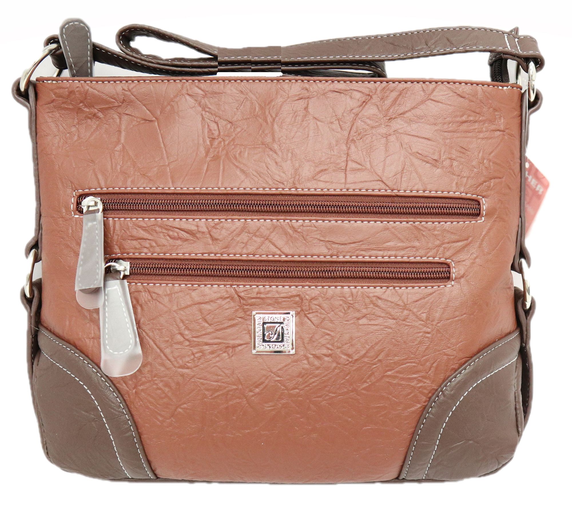 Stone Mountain Bonded Washed Leather Lacie HoboHandbag-Cognac - QVC.com