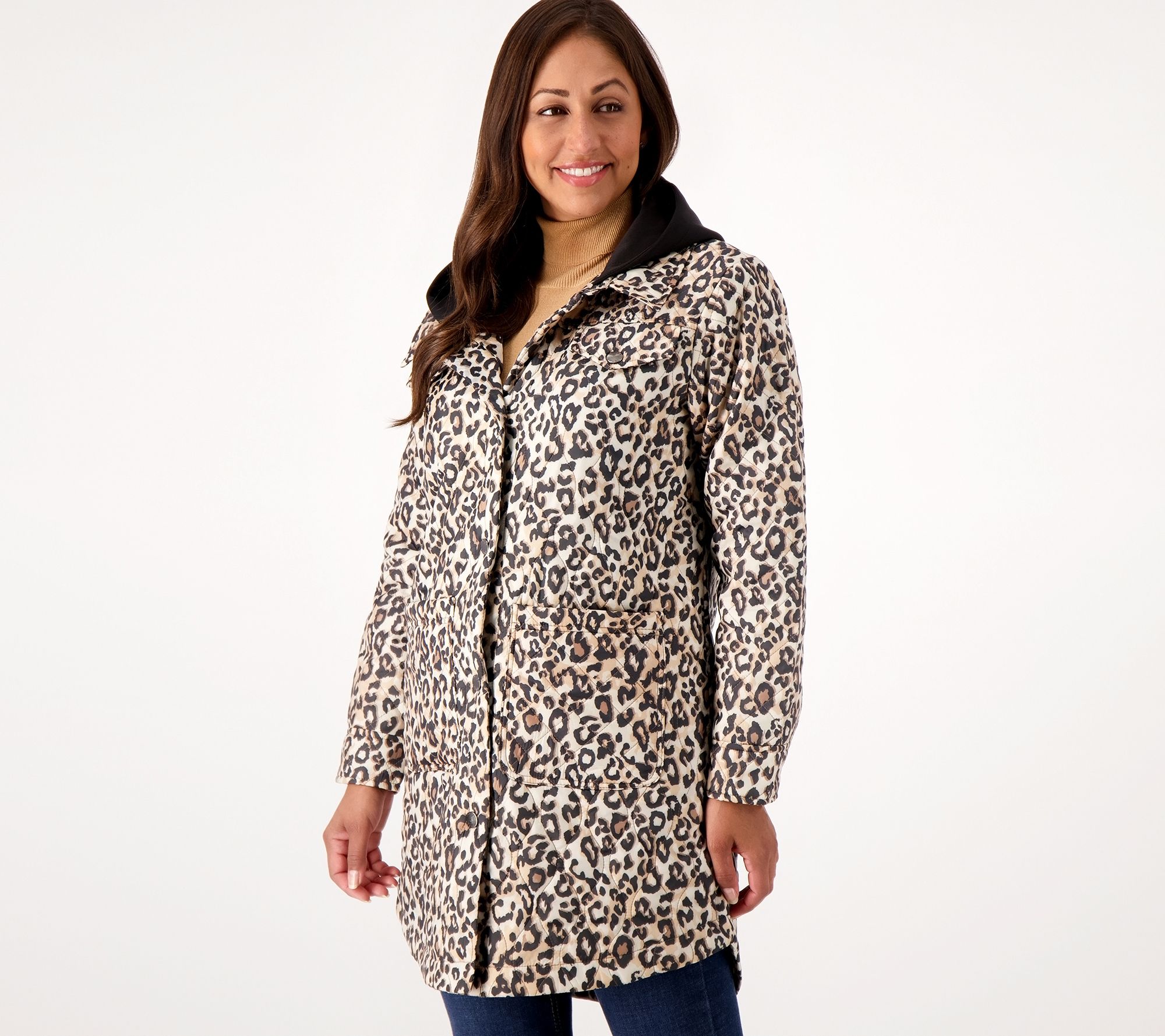 "As Is" Nuage Mixed Quilted Coat with Scuba Hood - QVC.com