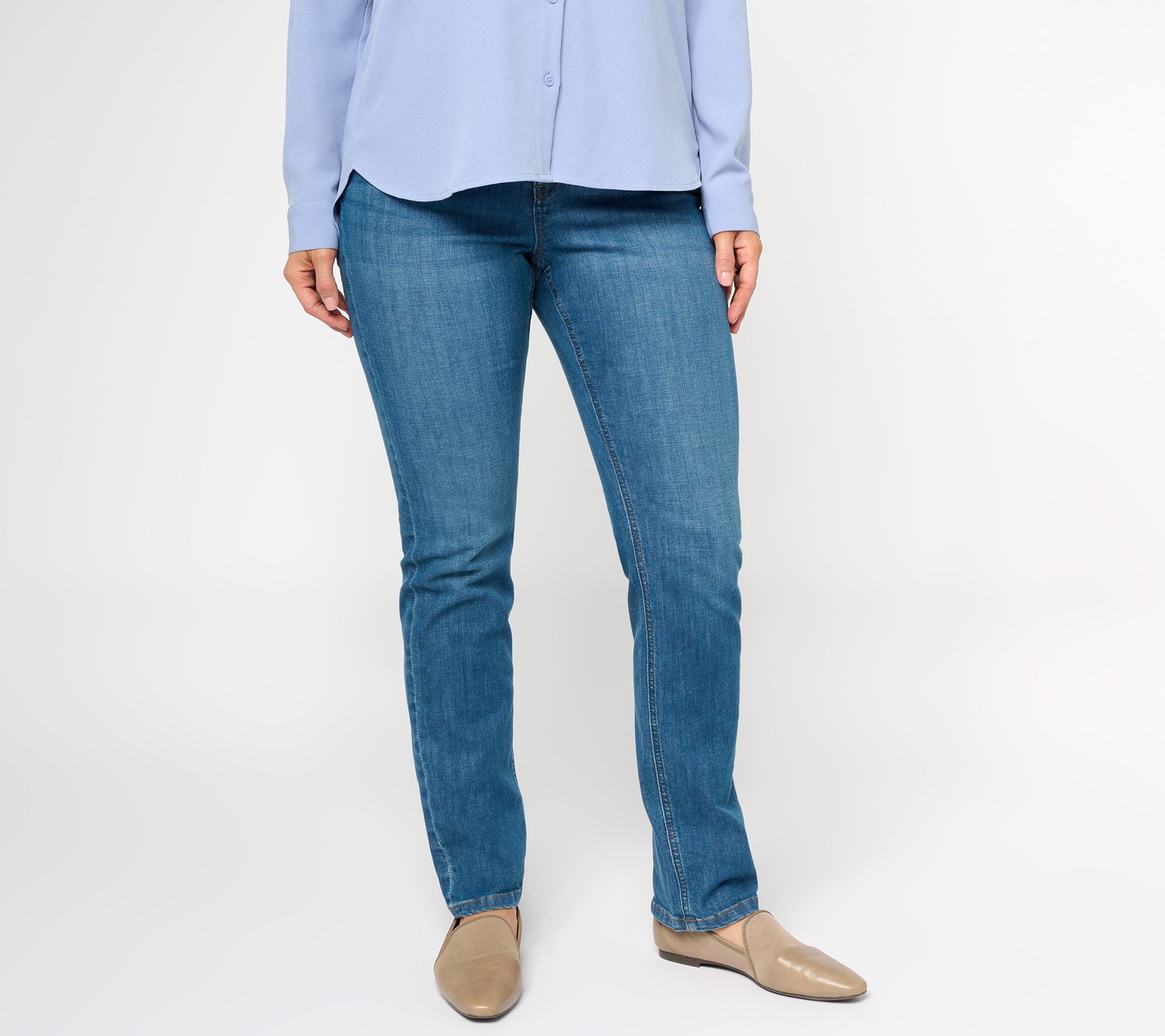 "As Is" Denim & Co. Authentic Denim Regular Straight Jean - QVC.com
