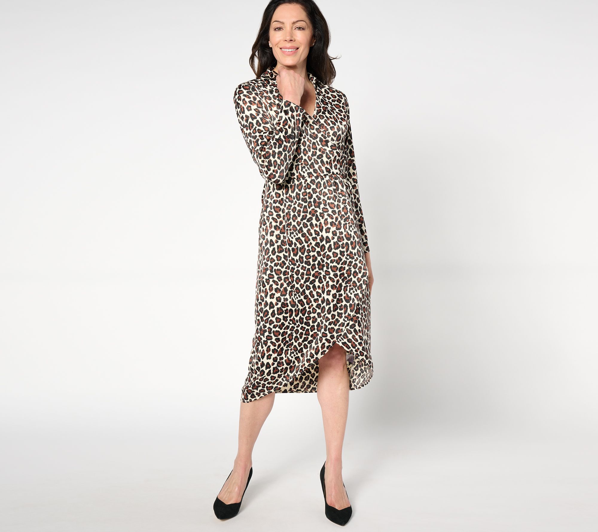 BEAUTIFUL by Lawrence Zarian Regular Printed Faux Wrap Dress - QVC.com