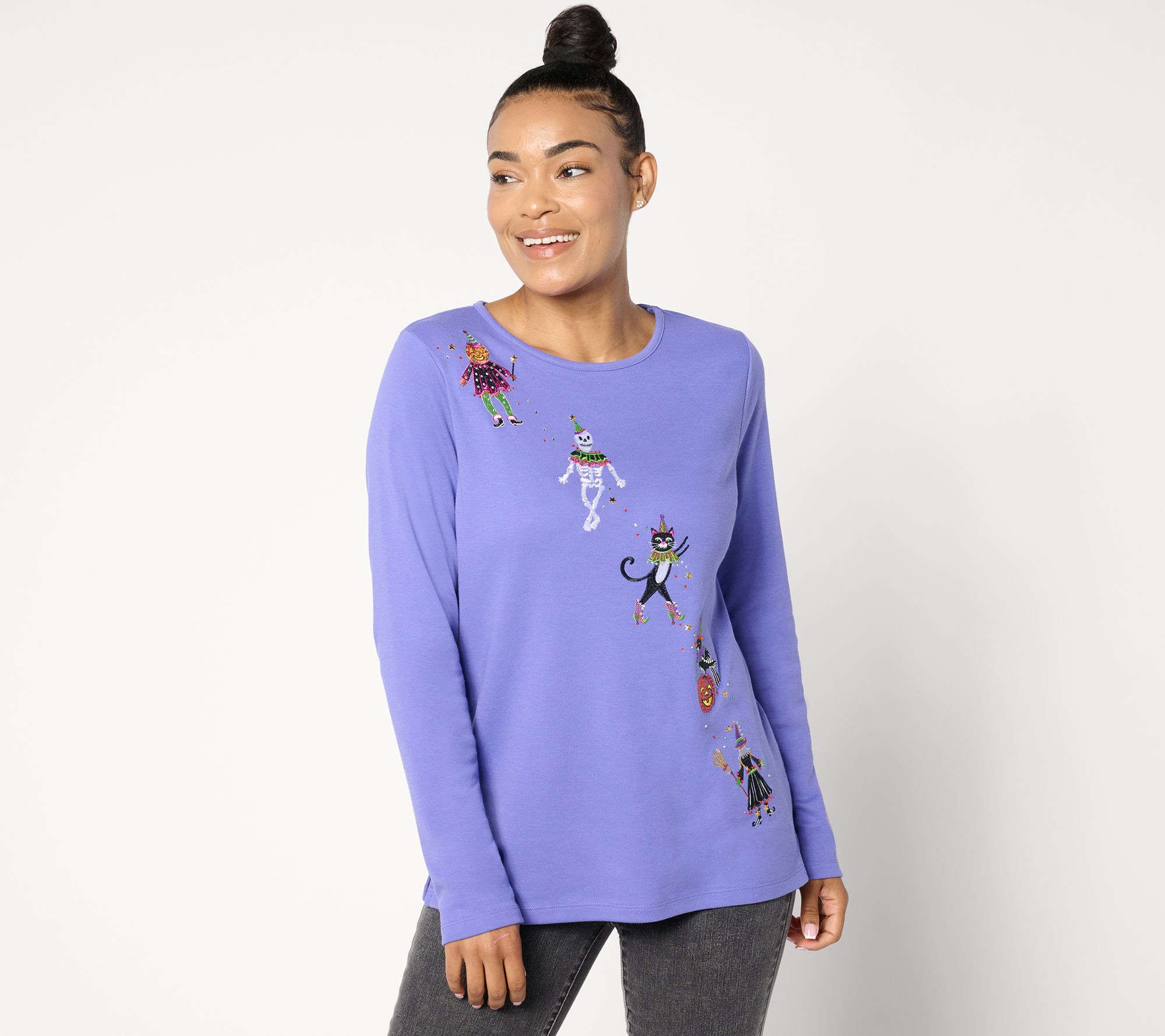 Quacker Factory Halloween Parade Long-Sleeve Top - QVC.com