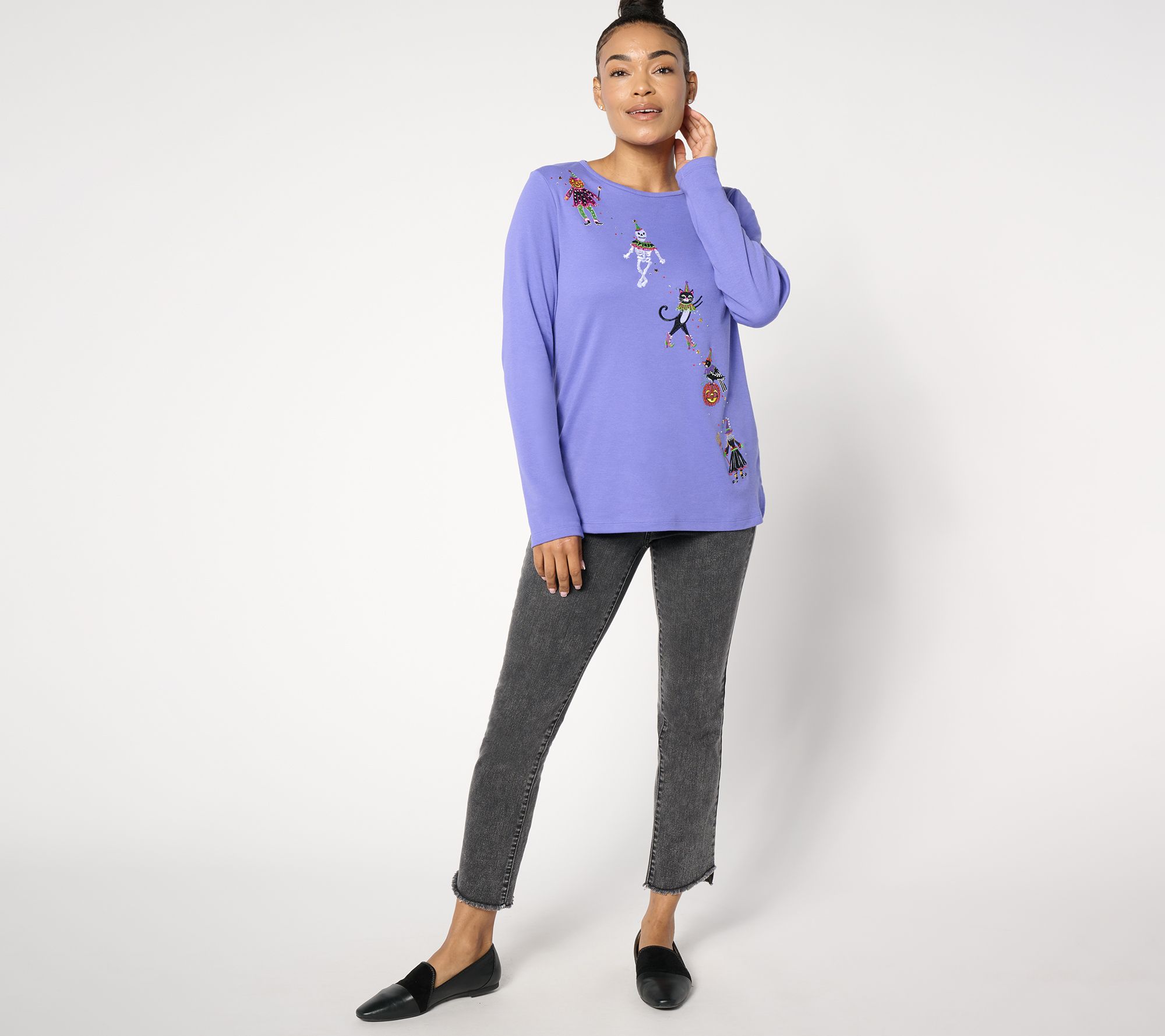 Quacker Factory Halloween Parade Long-Sleeve Top - QVC.com