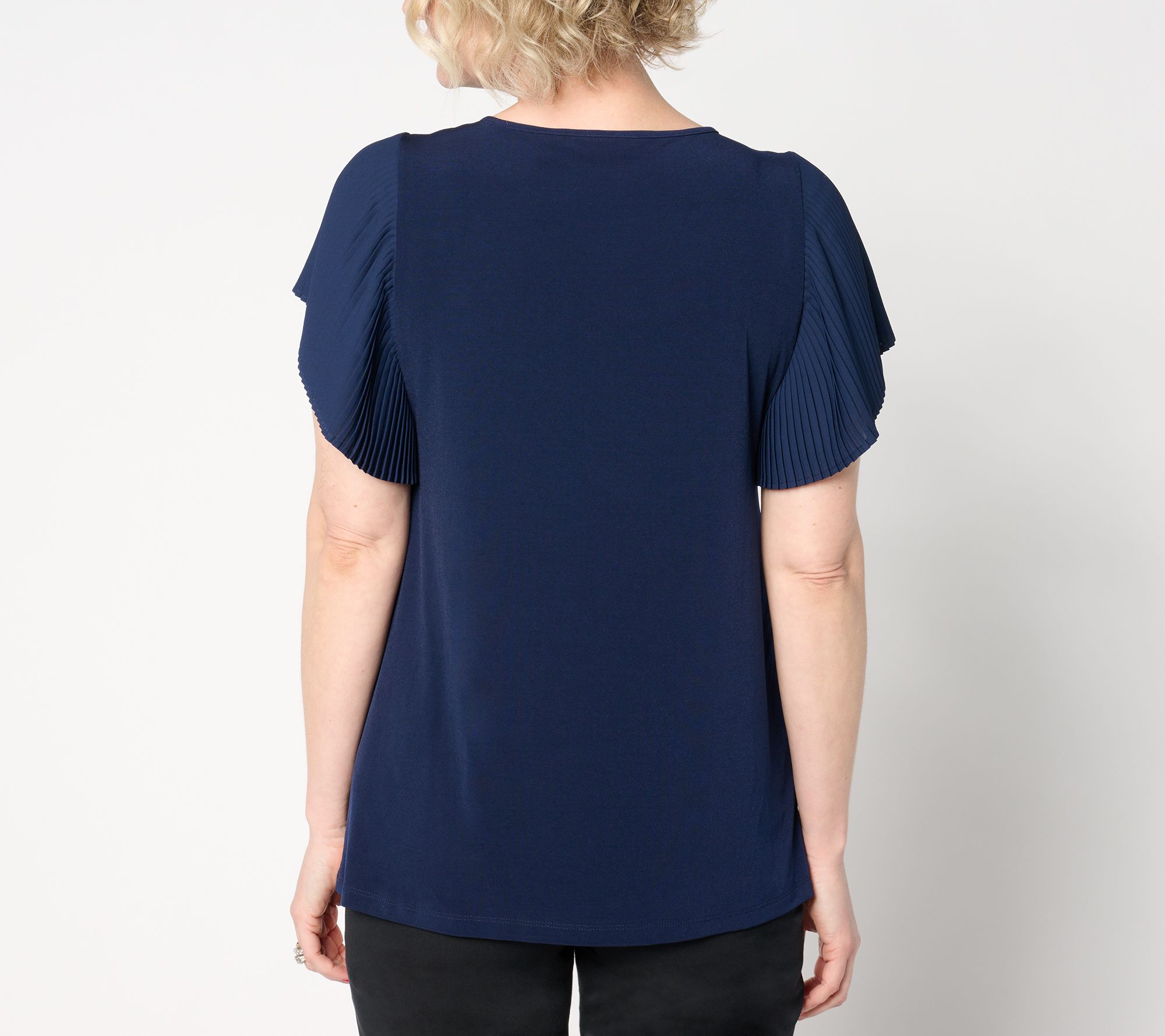 "As Is" Susan Graver Liquid Knit A-Line Smocked Yoke Top w/ Pleat - QVC.com