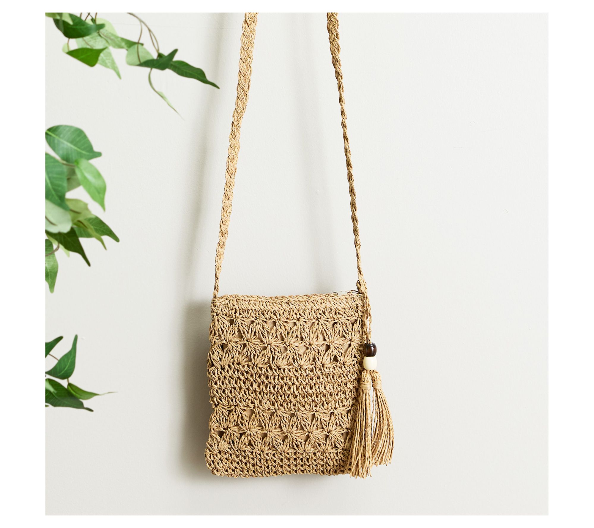 Hadley Wren Woven Straw Crossbody Bag - QVC.com