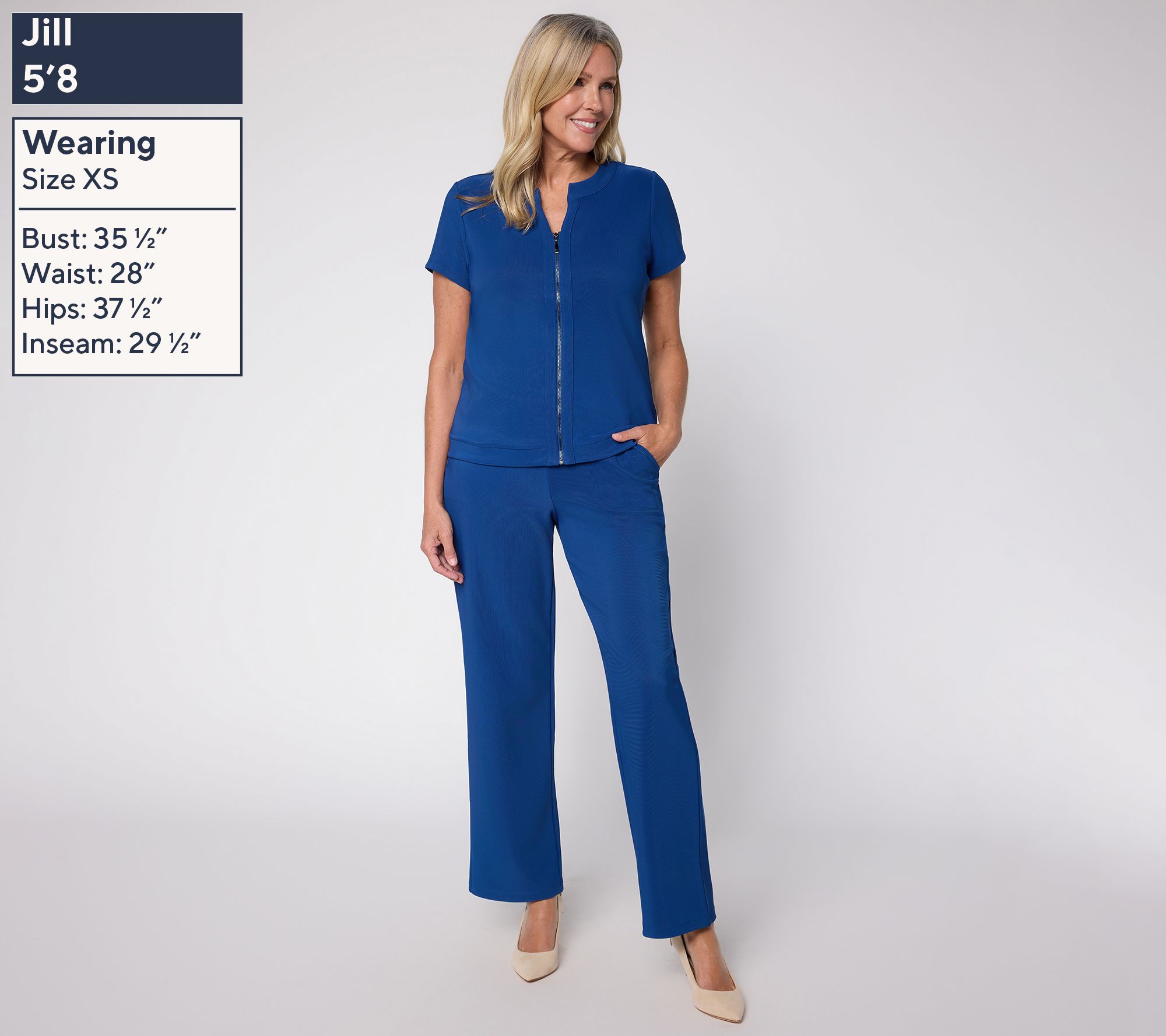 "As Is" Women with Control Petite Euro Knit Jacket and Bottom Set - QVC.com