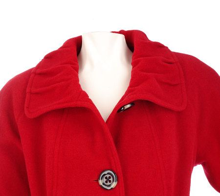 Modernist by Guillaume Wool Blend Coat with Pleated Collar - QVC.com