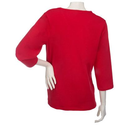 Quacker Factory Set of 2 Stretch Rhinestone Trim V-neck Tops - QVC.com