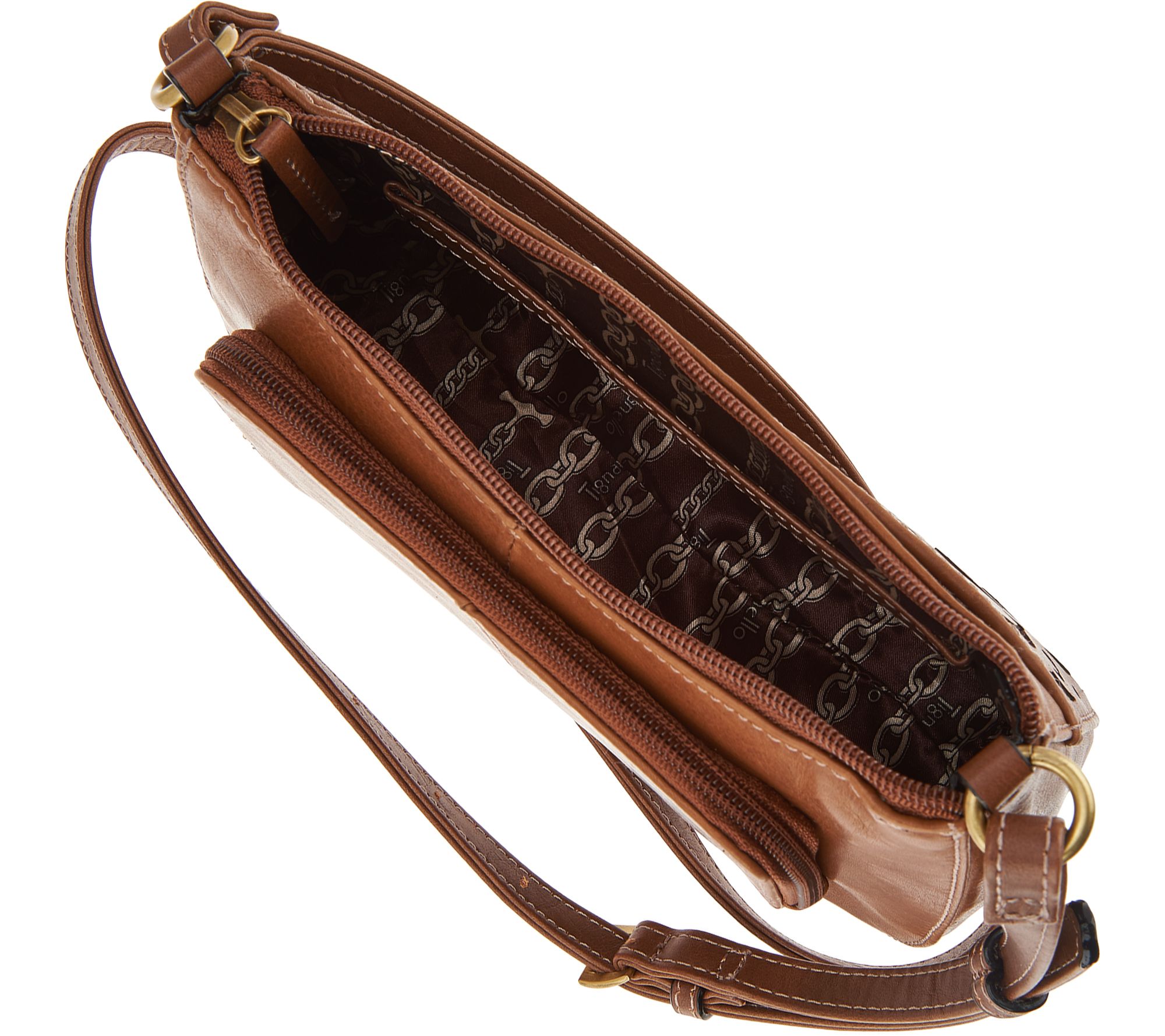 Tignanello Vintage Leather Floral Cut-out Crossbody- Florence - QVC.com